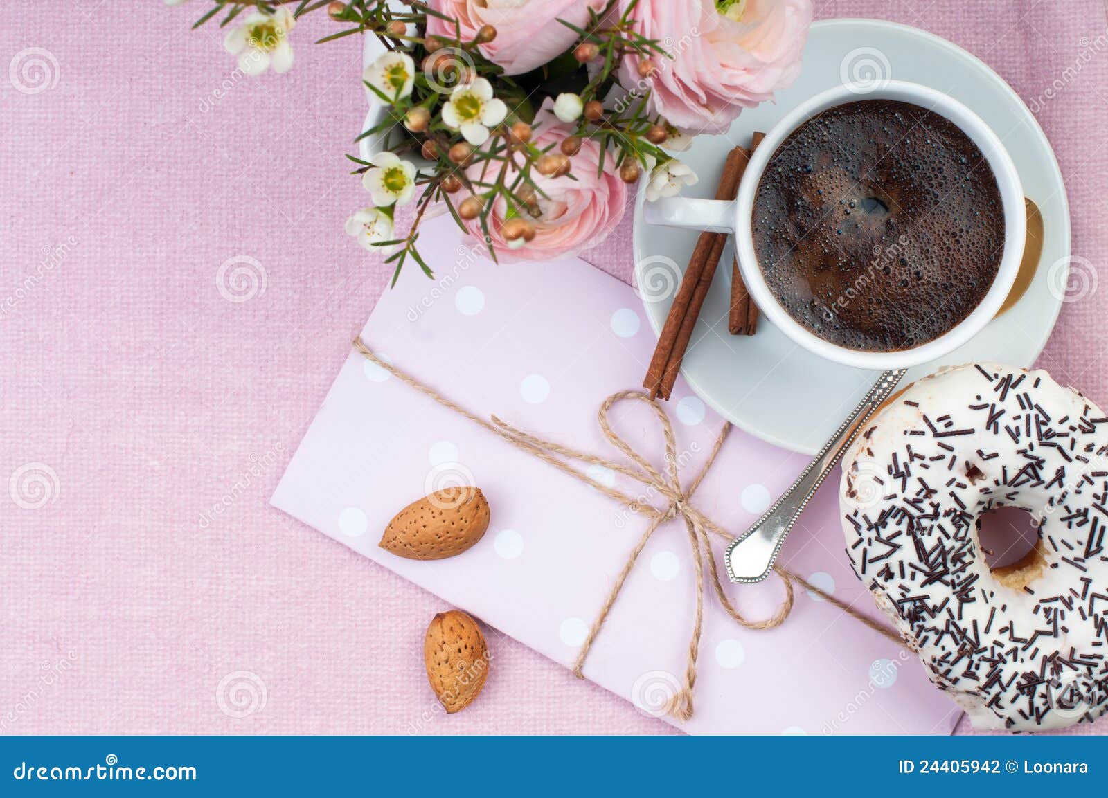 Lovely Breakfast in Pink Colors Stock Photo - Image of dish, food: 24405942