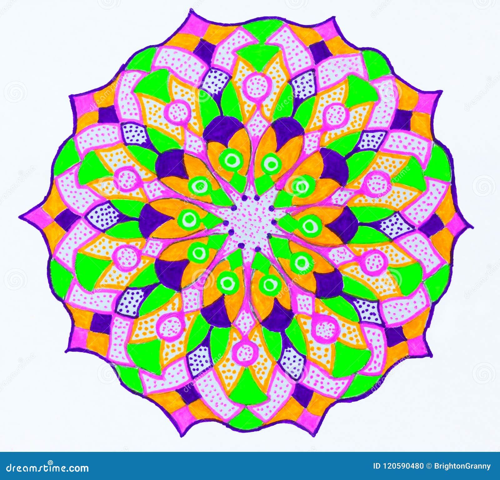 Colored Pen Hand Drawn Circle Pattern Stock Illustration - Illustration ...