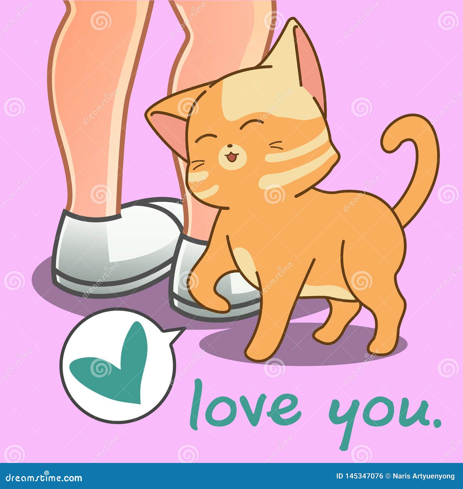 Lovely cat is loving you. stock vector. Illustration of graphic - 145347076