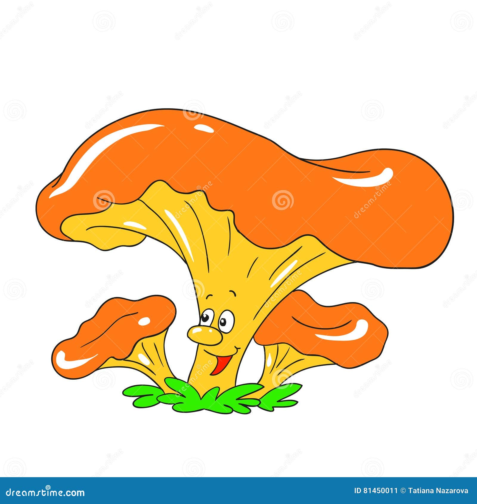 Lovely Chanterelles. Mycelium Vector Mushroom Stock Illustration ...