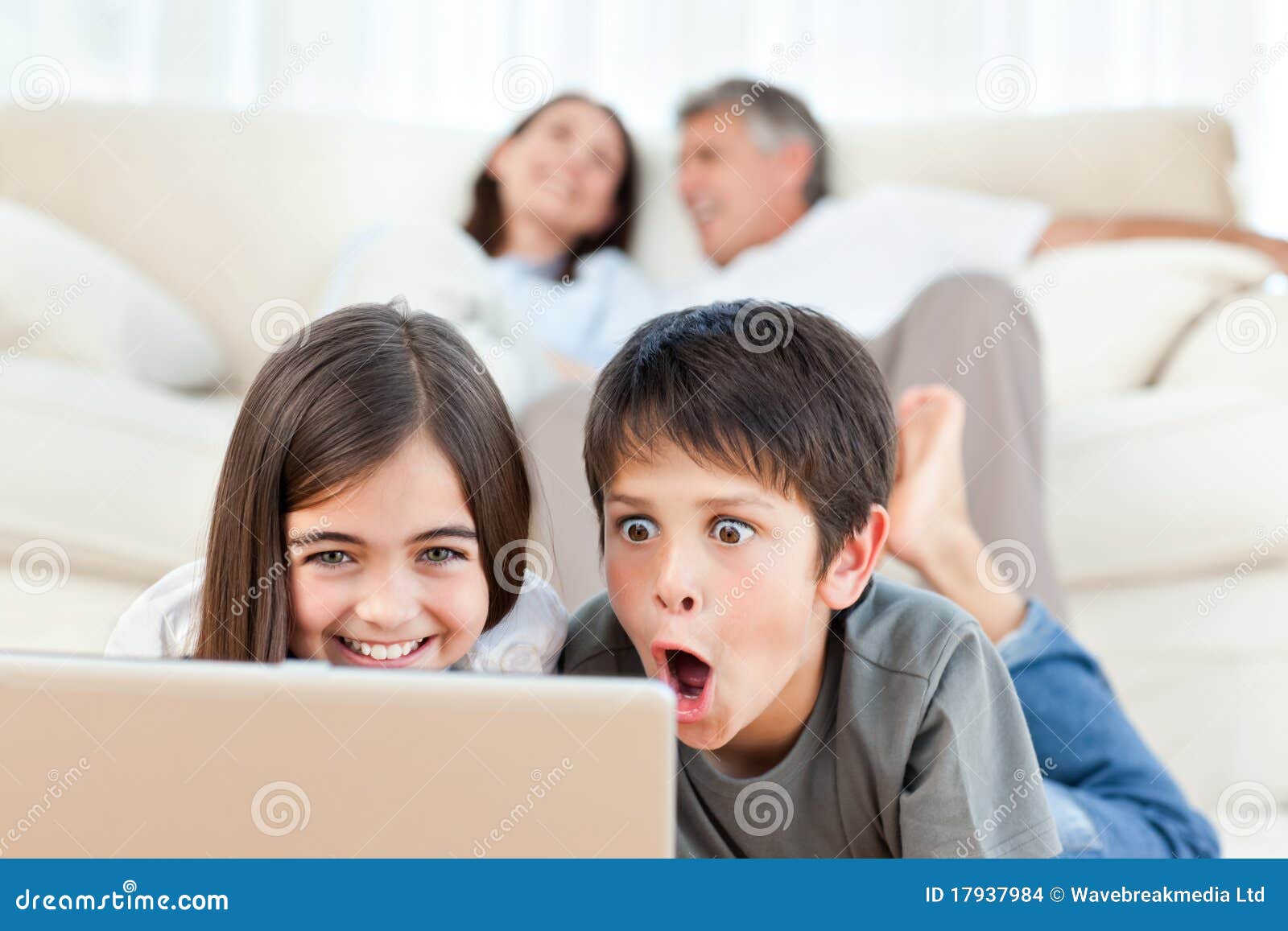 Lovely Children Watching a Movie Stock Photo - Image of male, length ...