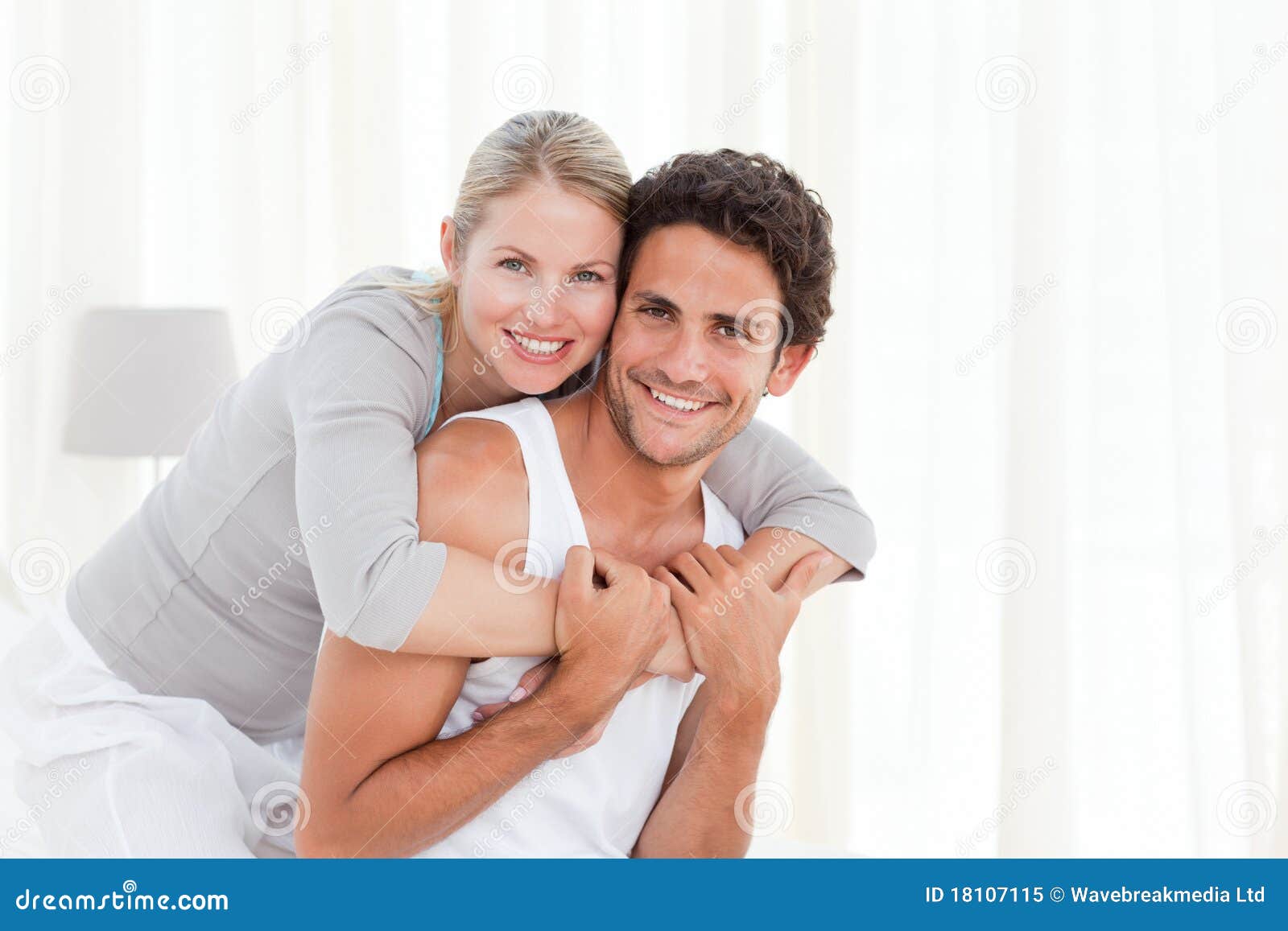 Lovely Couple Hugging on Their Bed Stock Image - Image of relationship ...