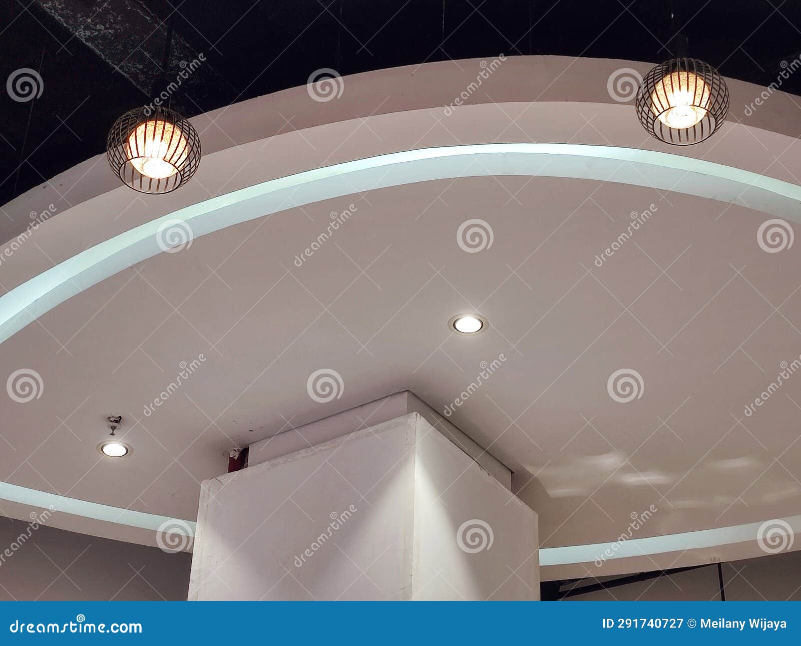 Lovely and Cute Gradient Rounded Ceiling with Lights Stock Image ...