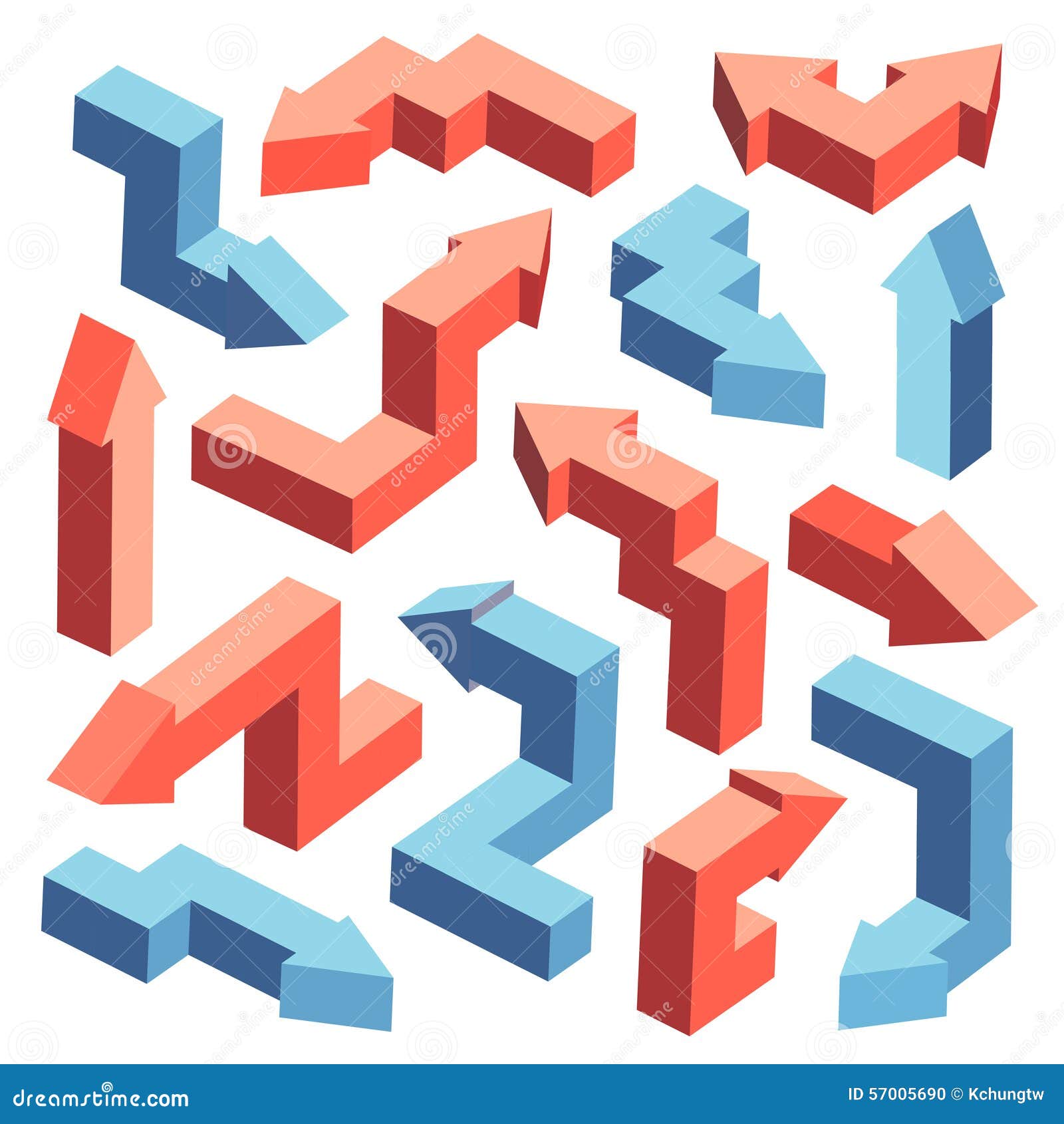 Lovely 3d arrows set stock vector. Illustration of creative - 57005690