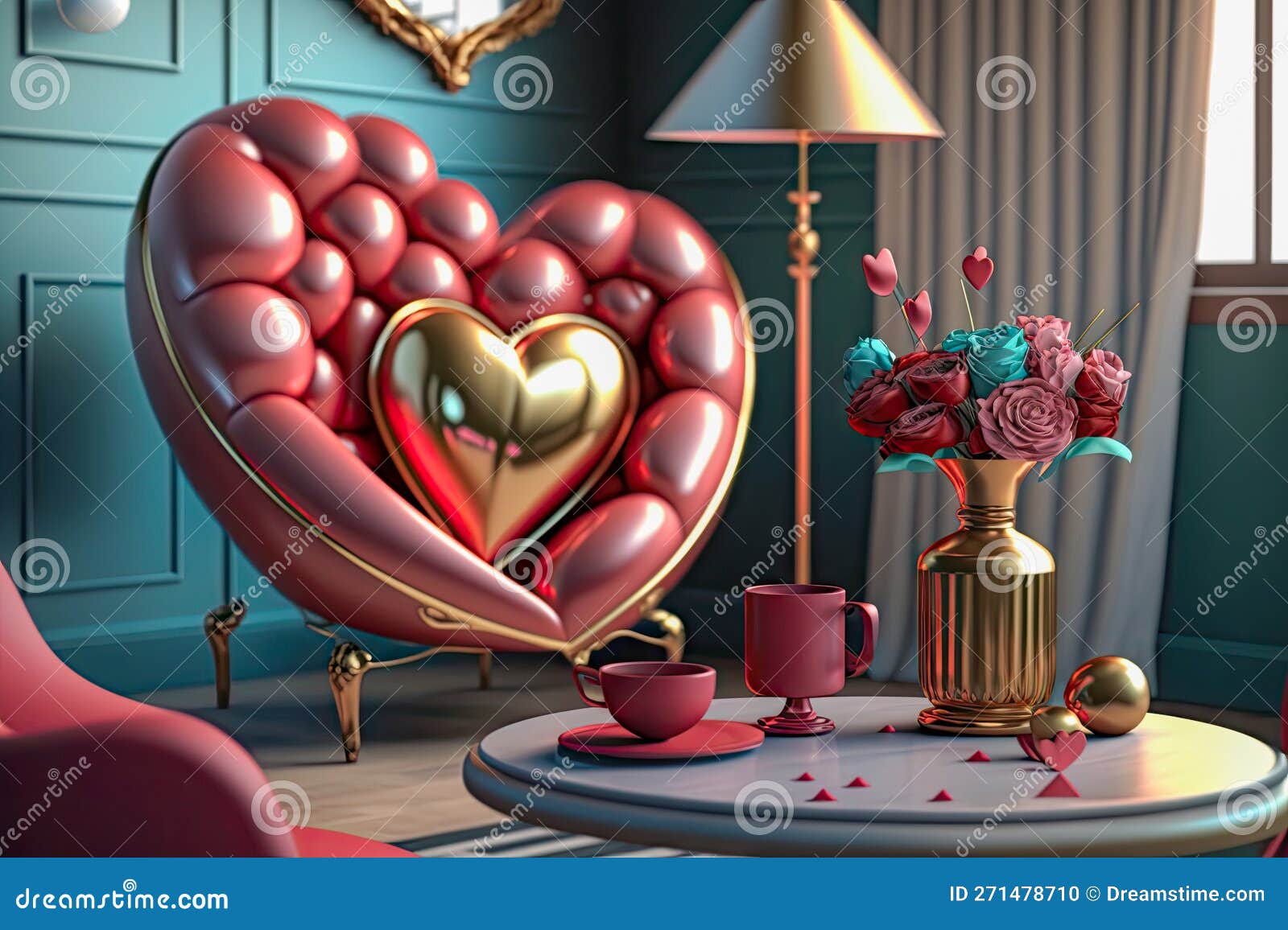 Lovely Design of the Room with Heart Shape Chair Stock Illustration ...
