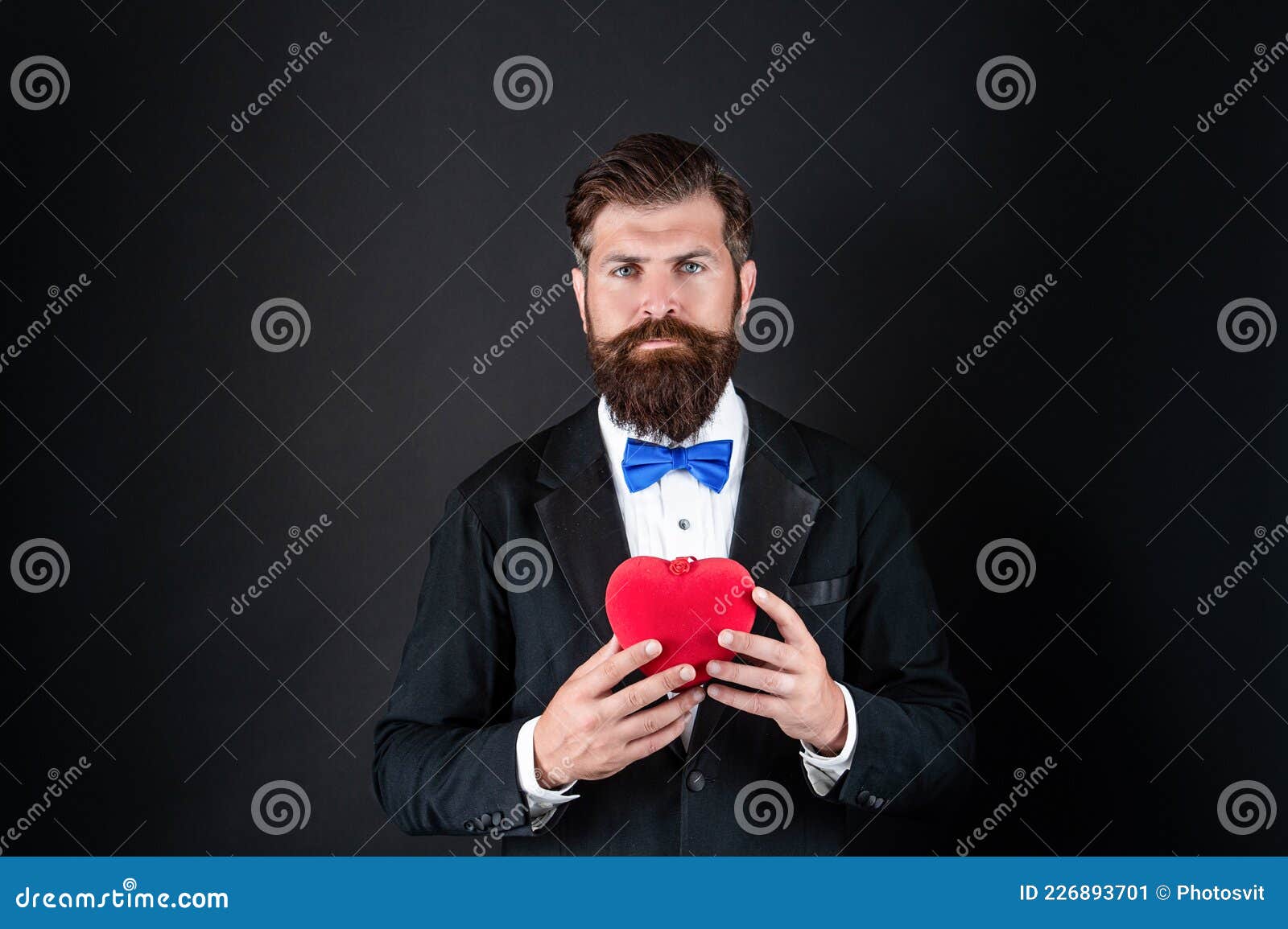 Lovely Evening Mature Bearded Guy Wear Formal 14th Of February Stock