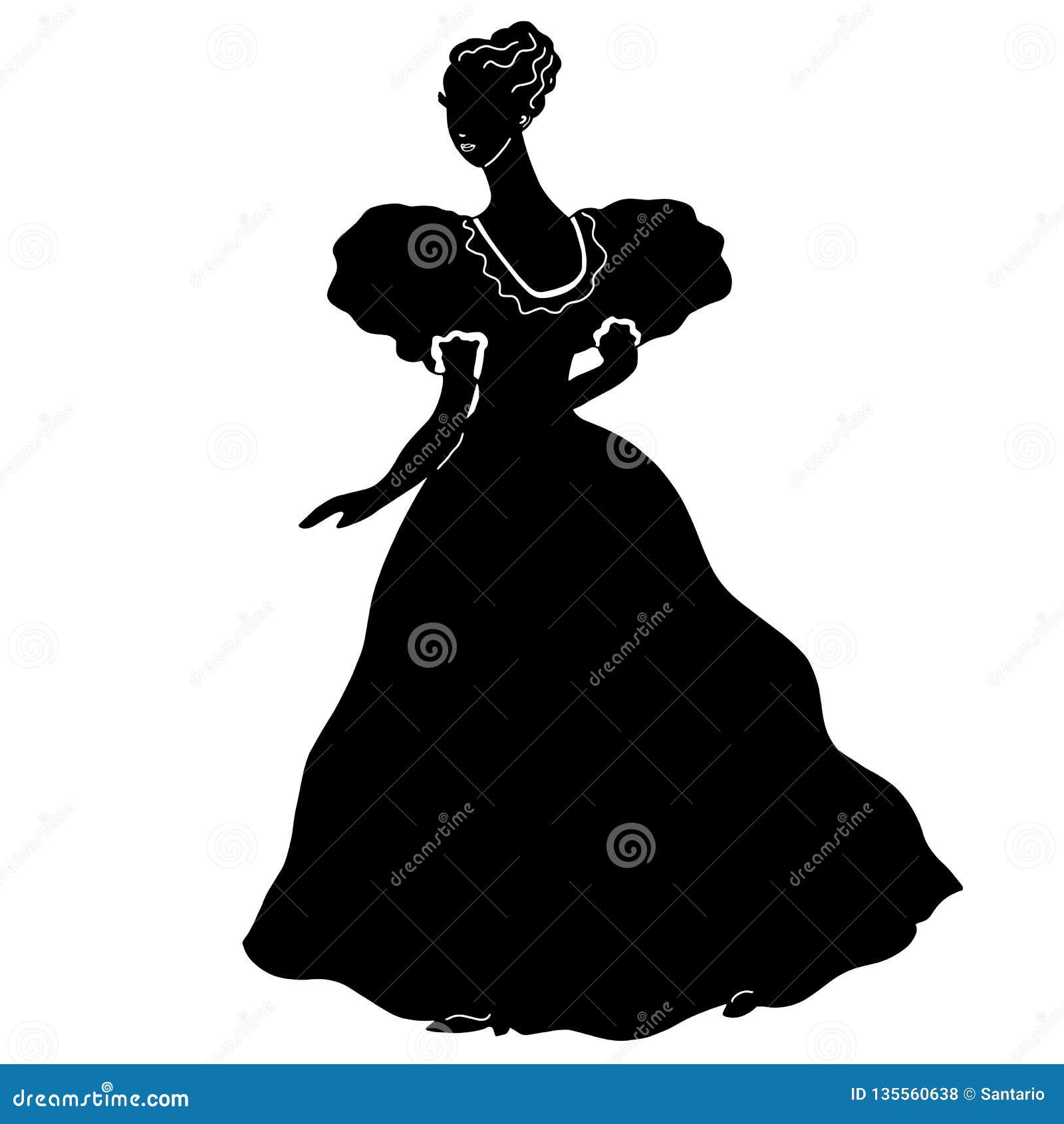 Lovely Female Ball Gown Silhouette in Vintage Style. Bride Stock Vector ... Lovely Female Ball Gown Silhouette in Vintage Style. Bride Stock Vector ...