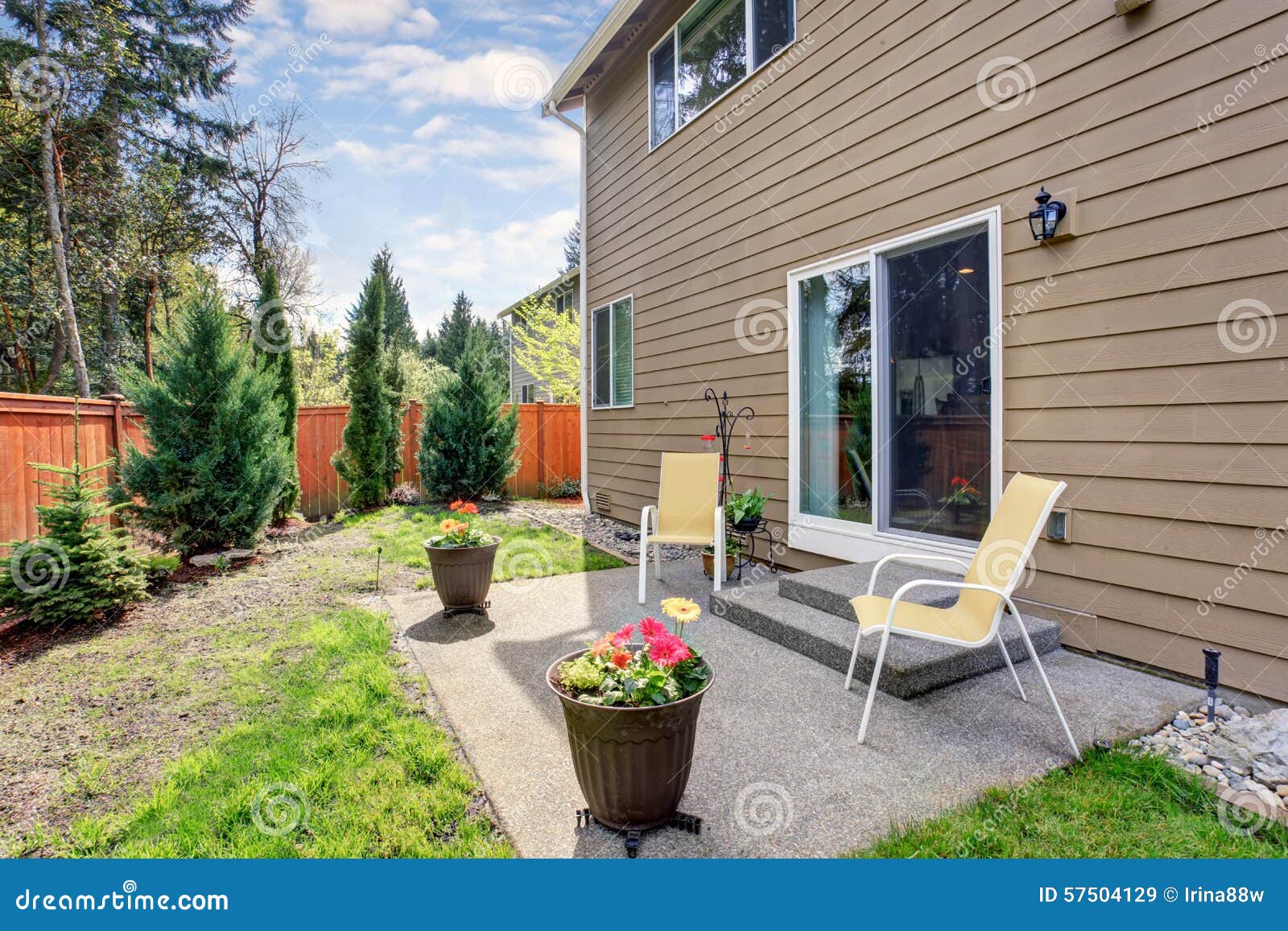 Lovely Fenced, and Furnished Back Yard. Stock Image - Image of style ...