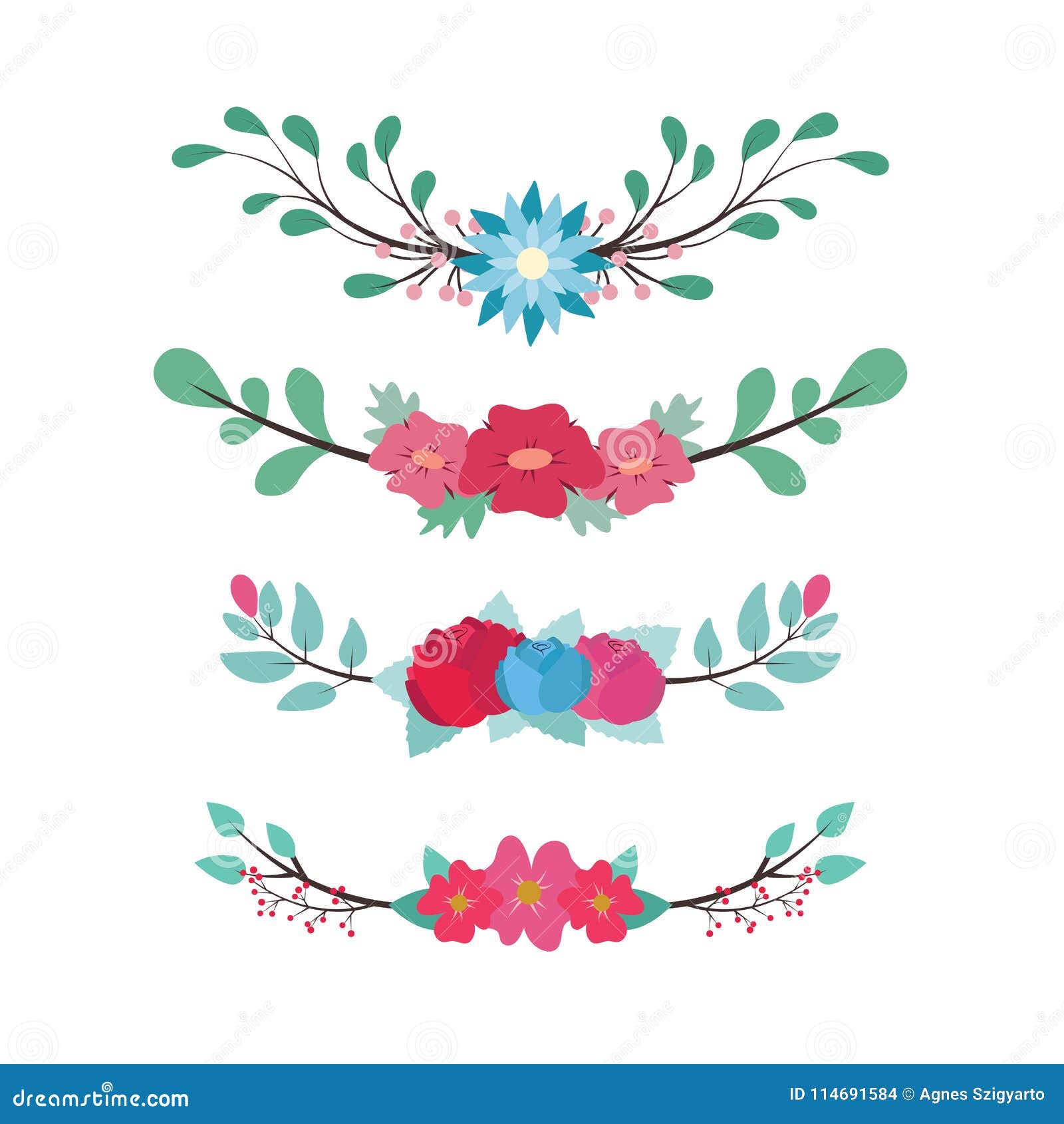 Lovely floral dividers stock vector. Illustration of element - 114691584