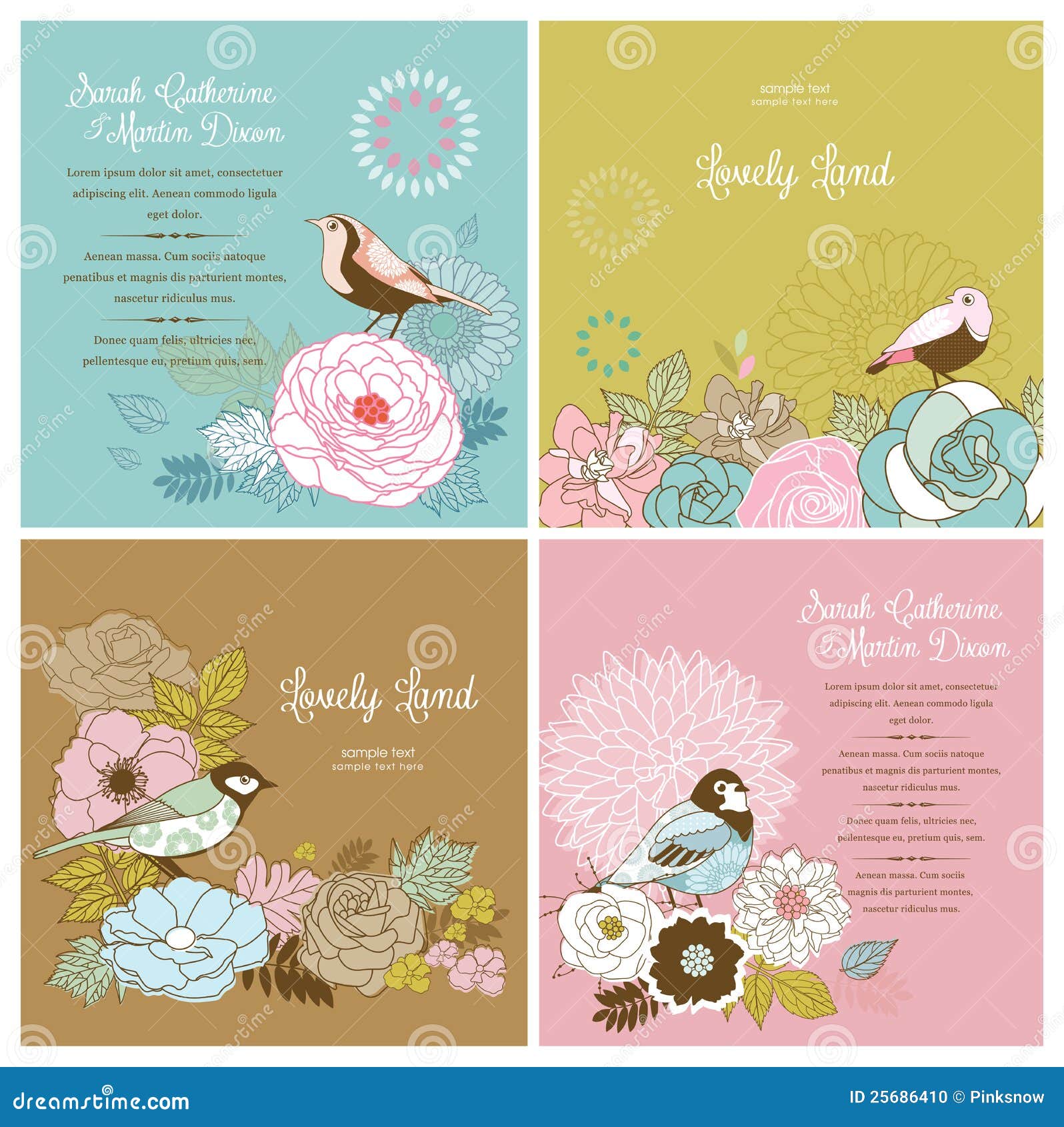 Lovely Flower & Bird Background Stock Vector - Illustration of flower ...