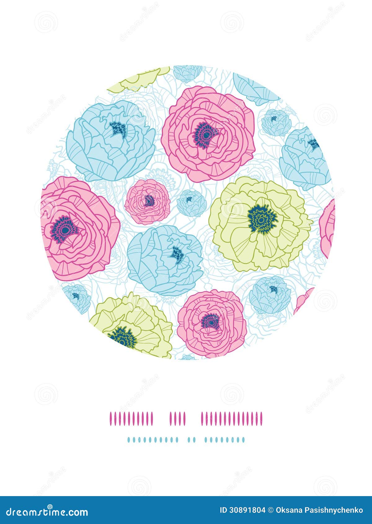 Lovely Flowers Circle Seamless Pattern Background Stock Vector ...