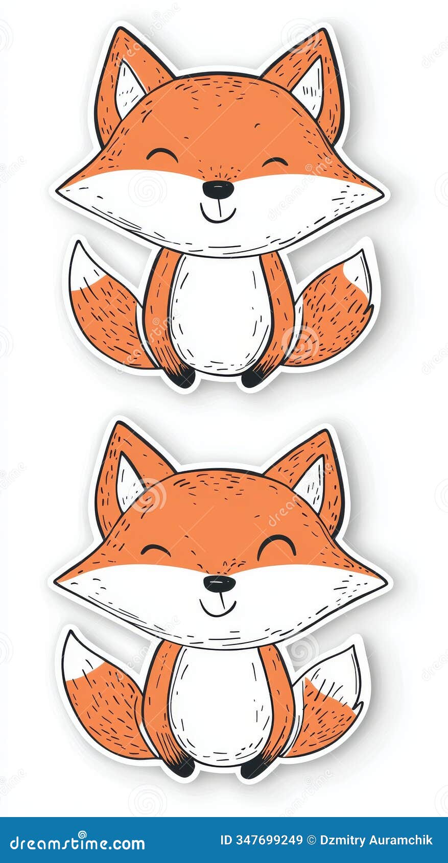 Lovely Fox Character in Color and Grayscale Illustration Stock Image ...