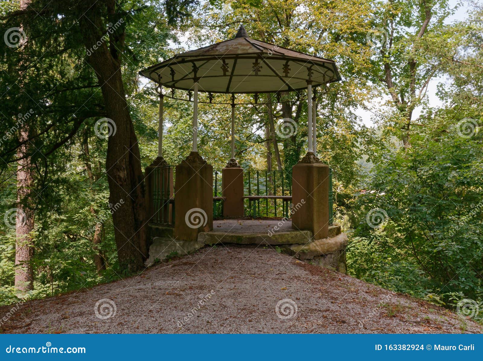 Lovely Gazebo in the Forest Stock Photo - Image of path, forest: 163382924