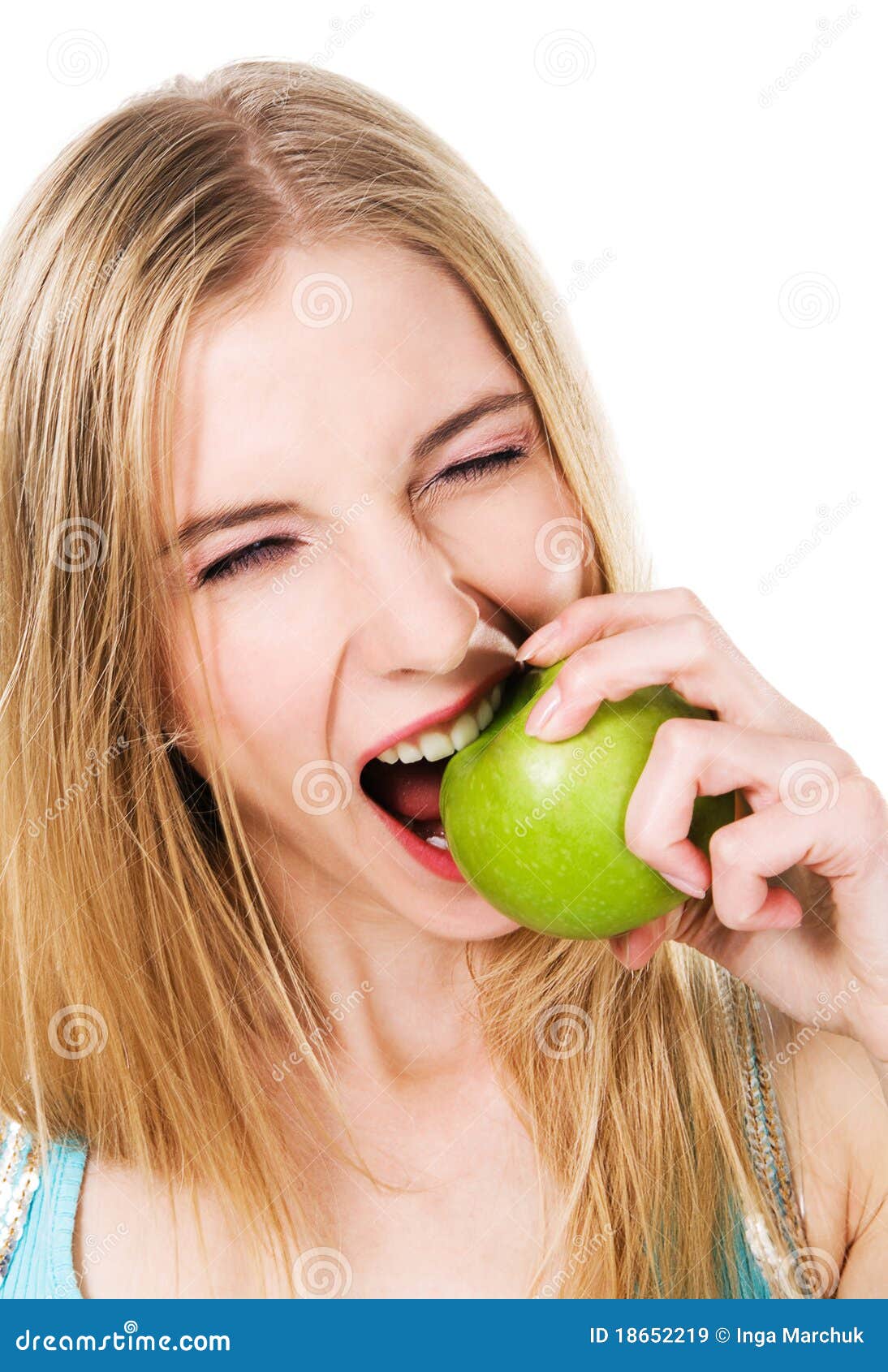 Lovely Girl Biting an Apple Stock Image - Image of closeup, bite: 18652219