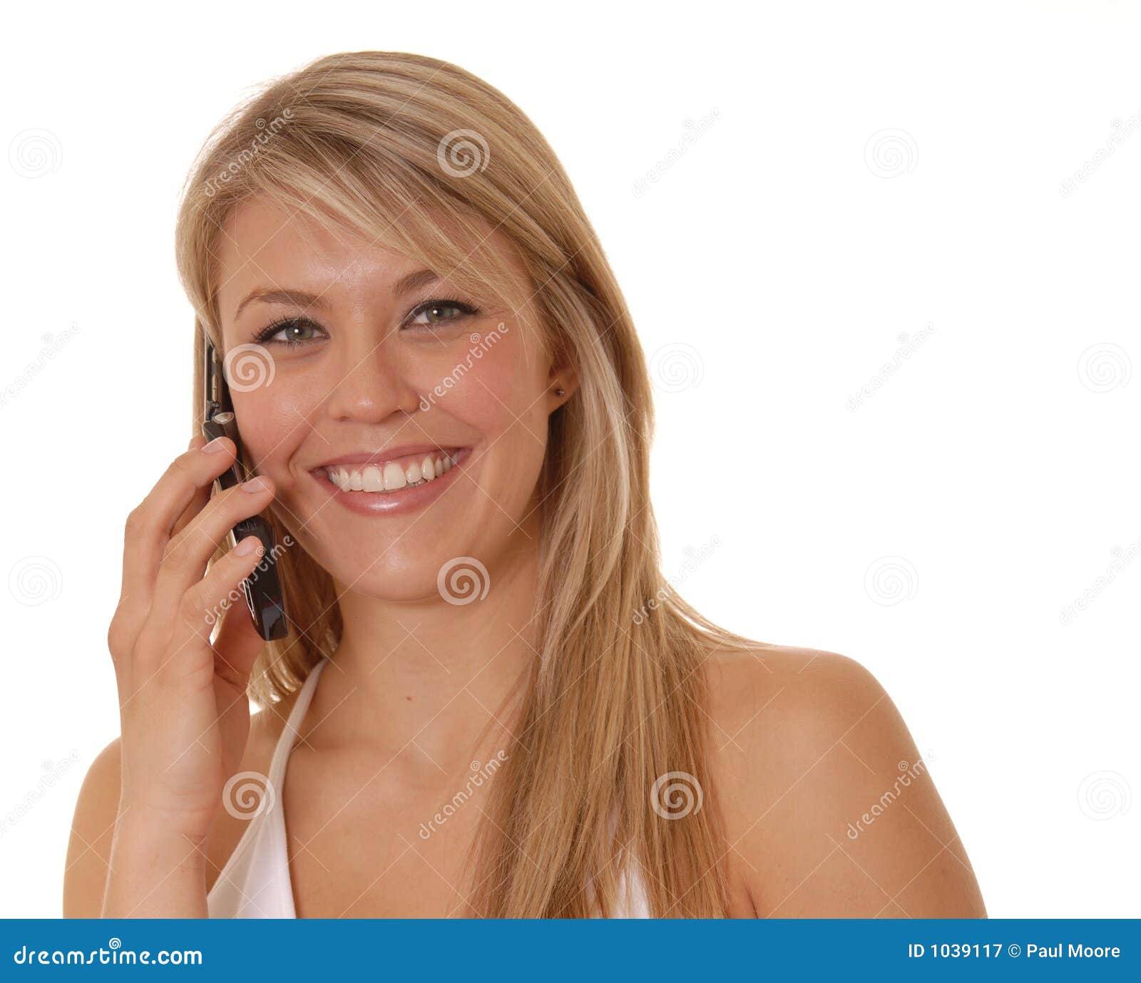 Lovely Girl on Cell Phone stock image. Image of eyes, close - 1039117