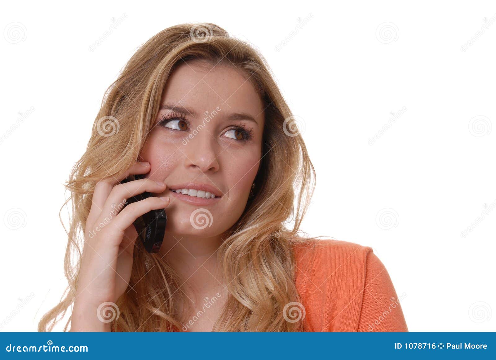 Lovely Girl on Cell Phone stock photo. Image of smile - 1078716