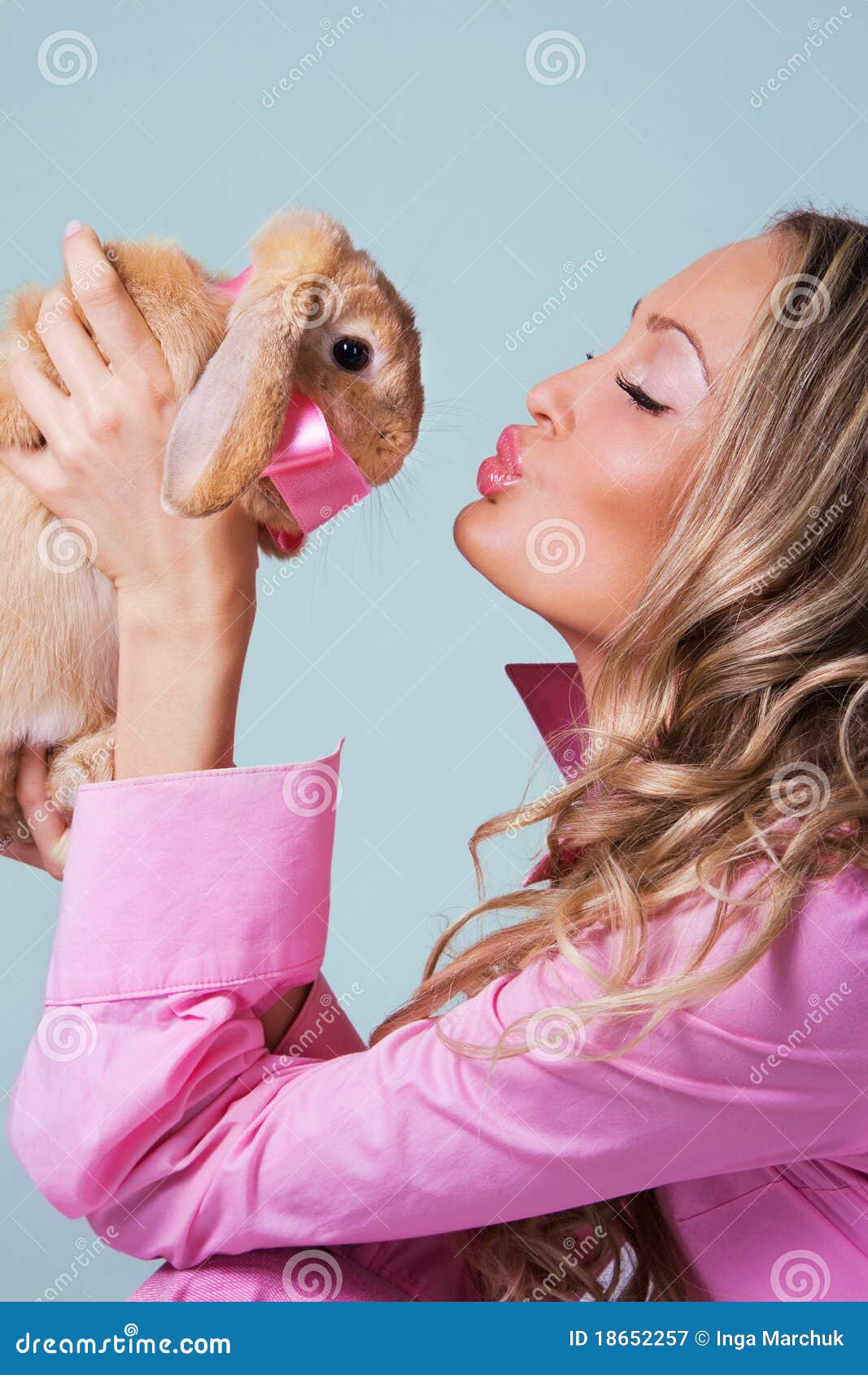 Lovely Girl with Cute Rabbit Stock Image - Image of face, adorable ...