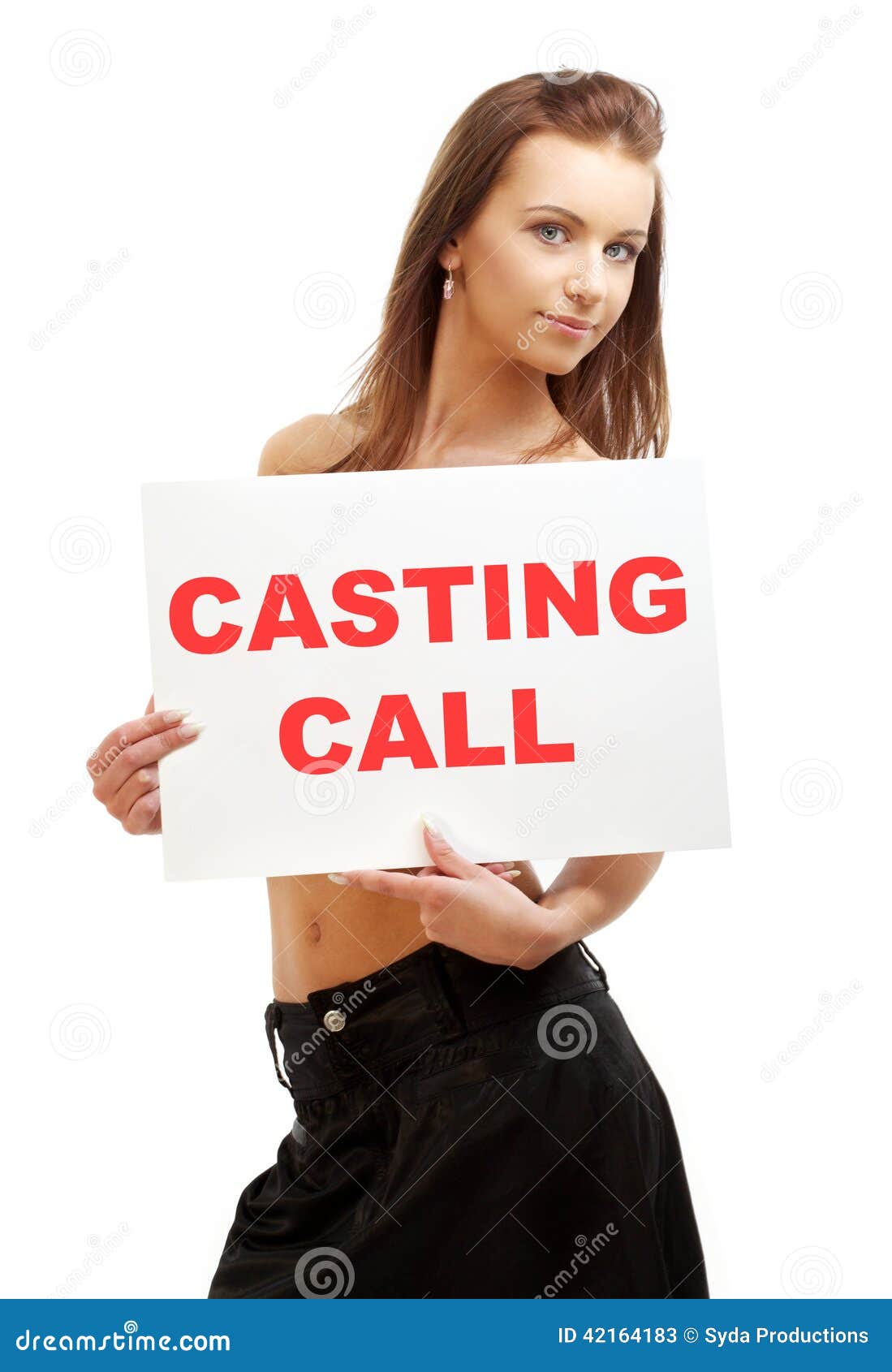 Lovely Girl Holding Casting Call Board Stock Image - Image of display ...