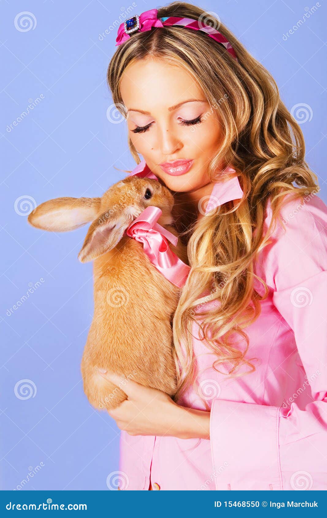 Lovely girl with a rabbit stock photo. Image of cute - 15468550