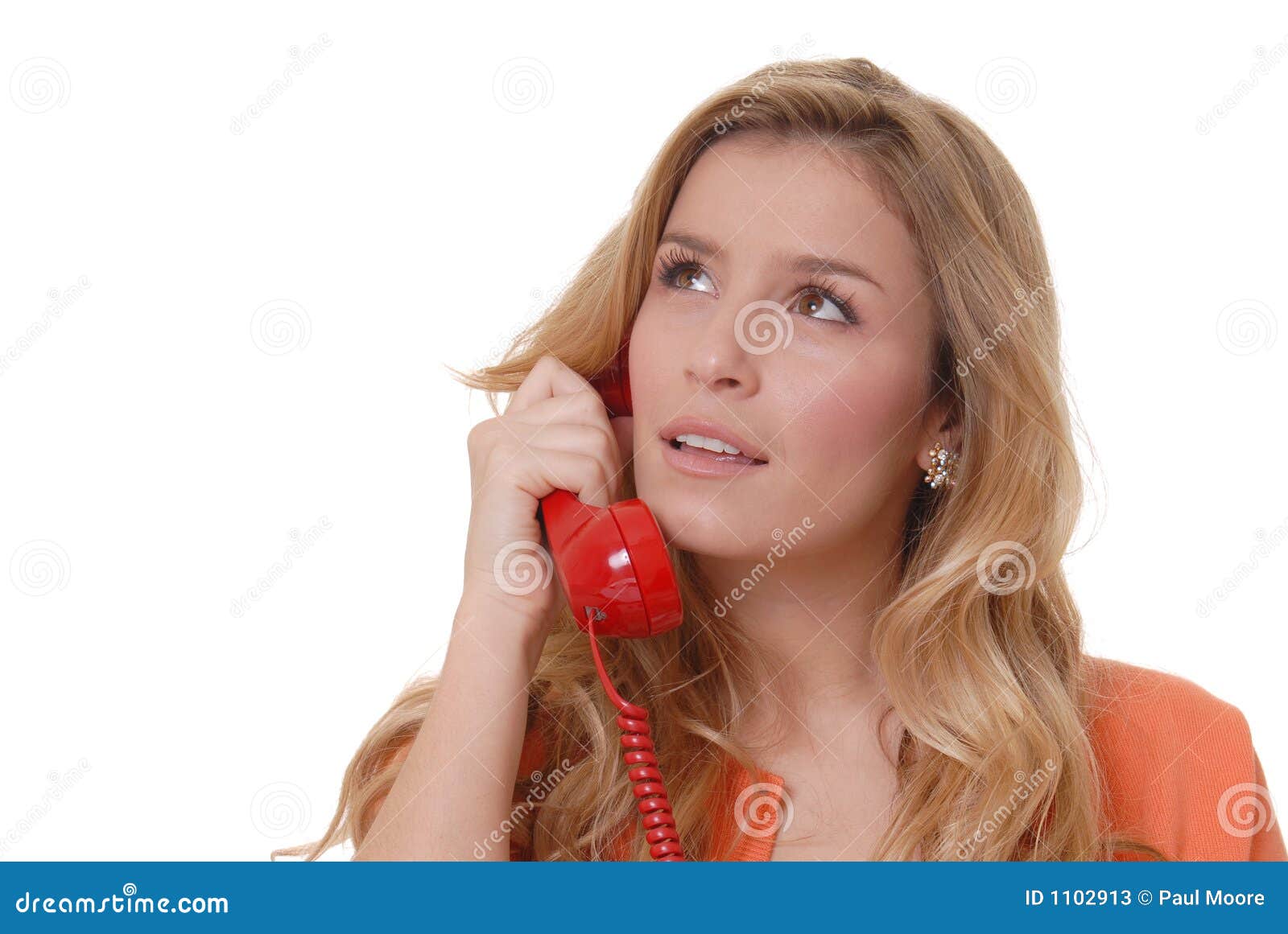 Lovely Girl on Telephone stock image. Image of cute, lovely - 1102913