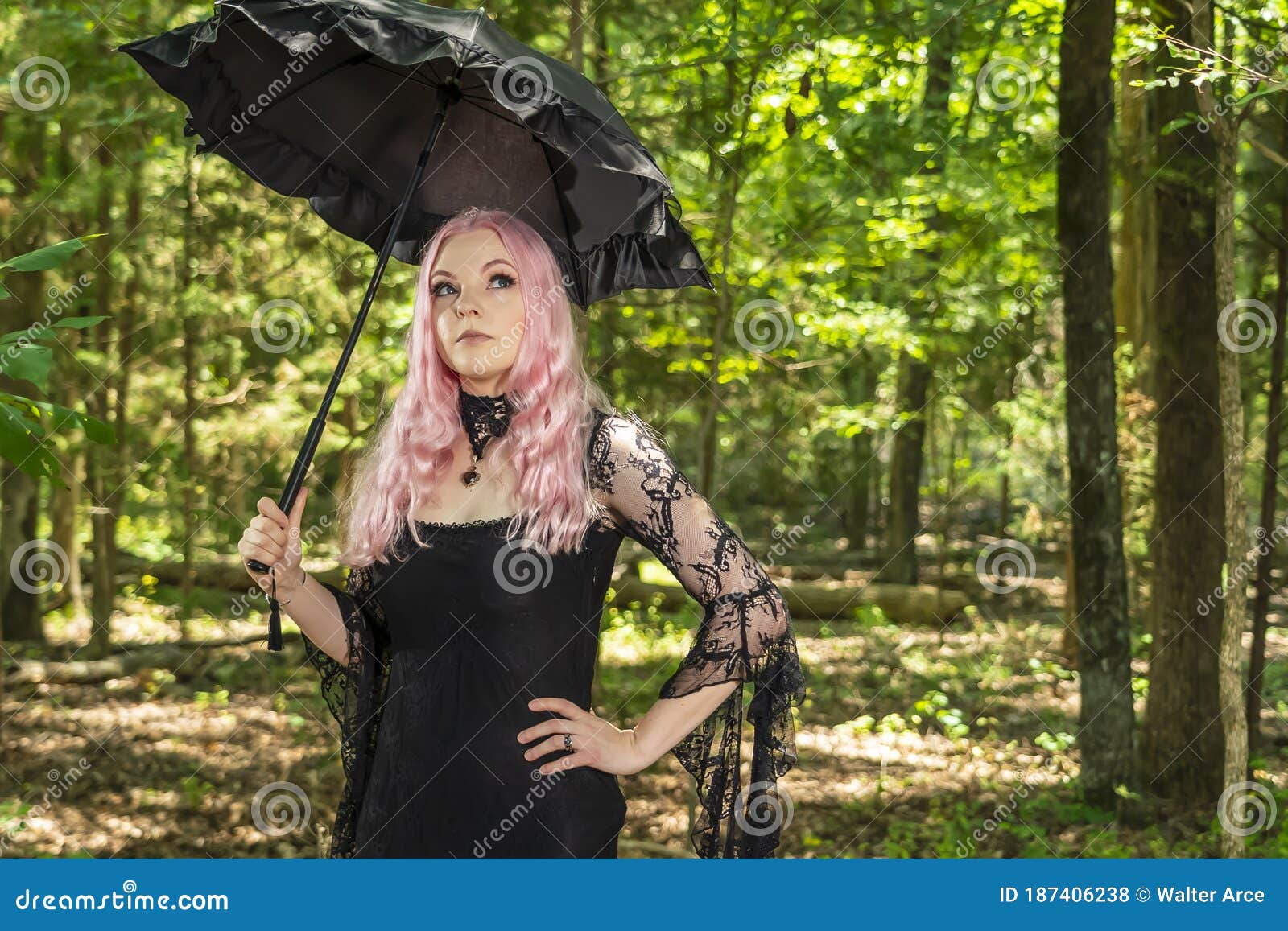 A Lovely Gothic Model Acts in a Forest Environment Stock Photo - Image ...