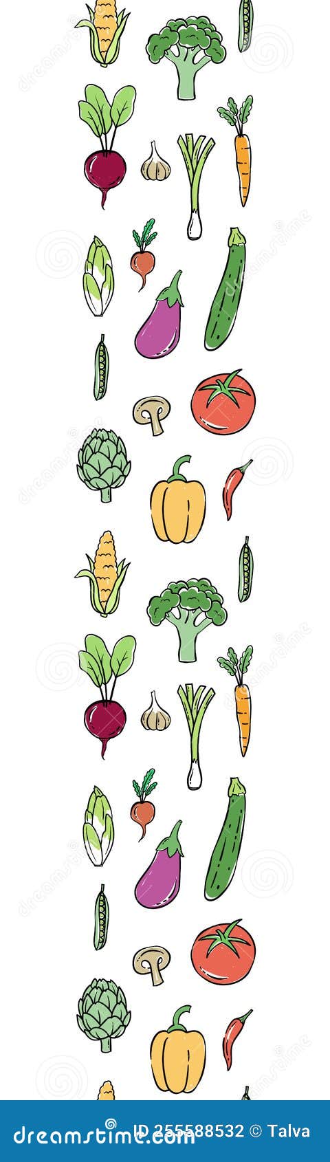 Lovely Hand Drawn Vegetables Seamless Pattern, Doodle Veggies, Great ...