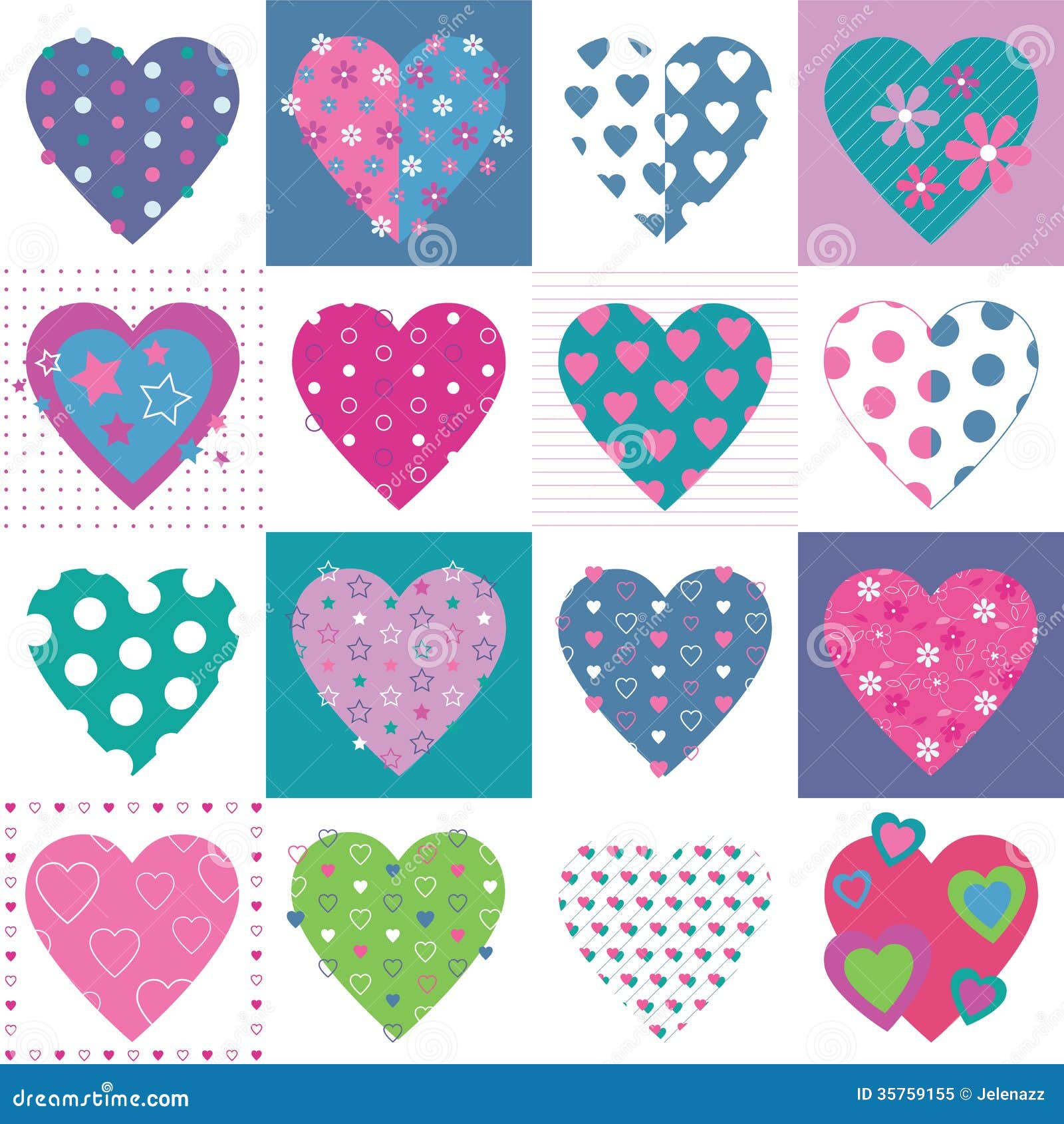 Lovely Hearts Collection Pattern Stock Vector - Illustration of ...