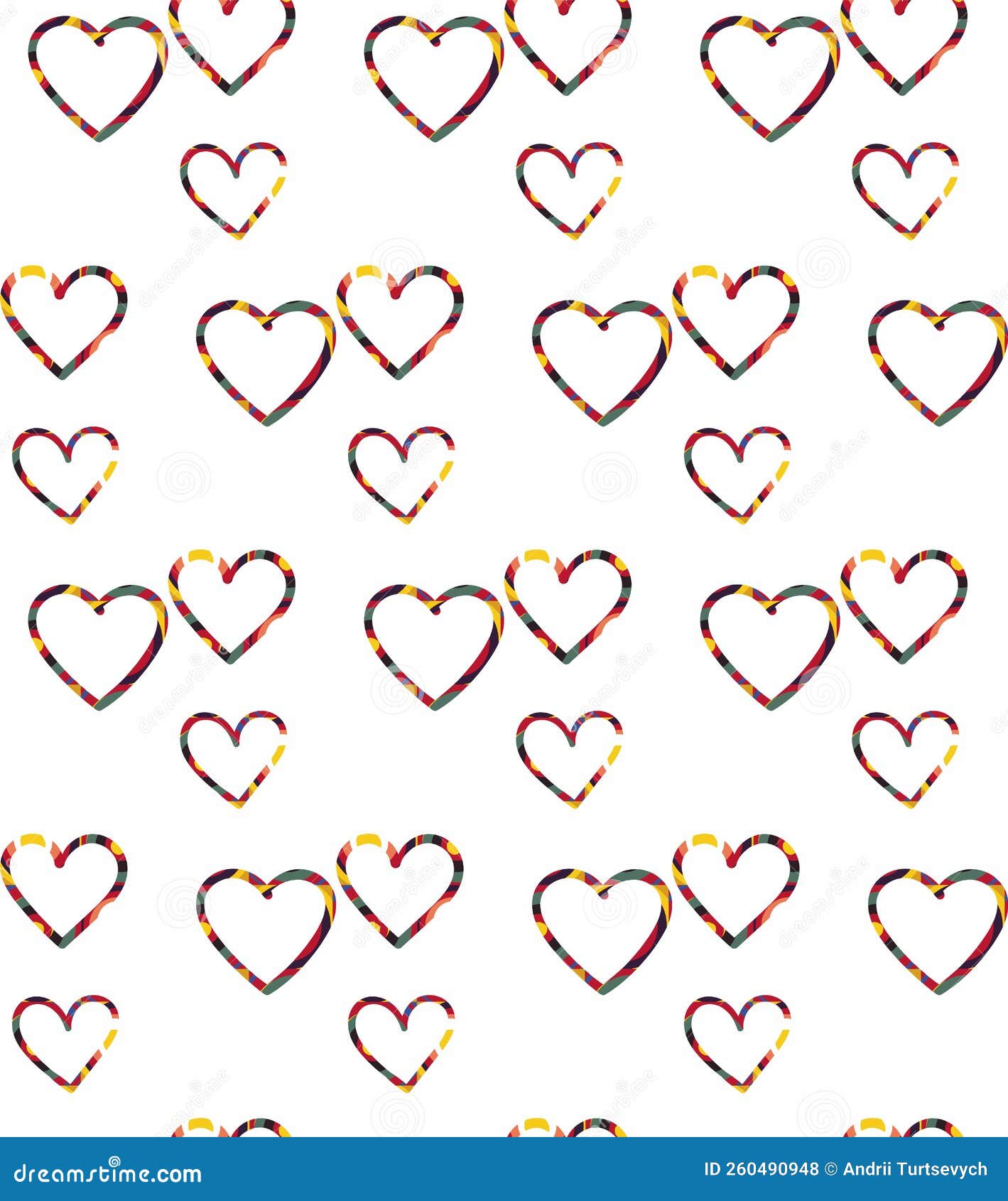 Lovely Hearts, by Hand, Seamless Vector Minimalist Texture Stock Vector ...