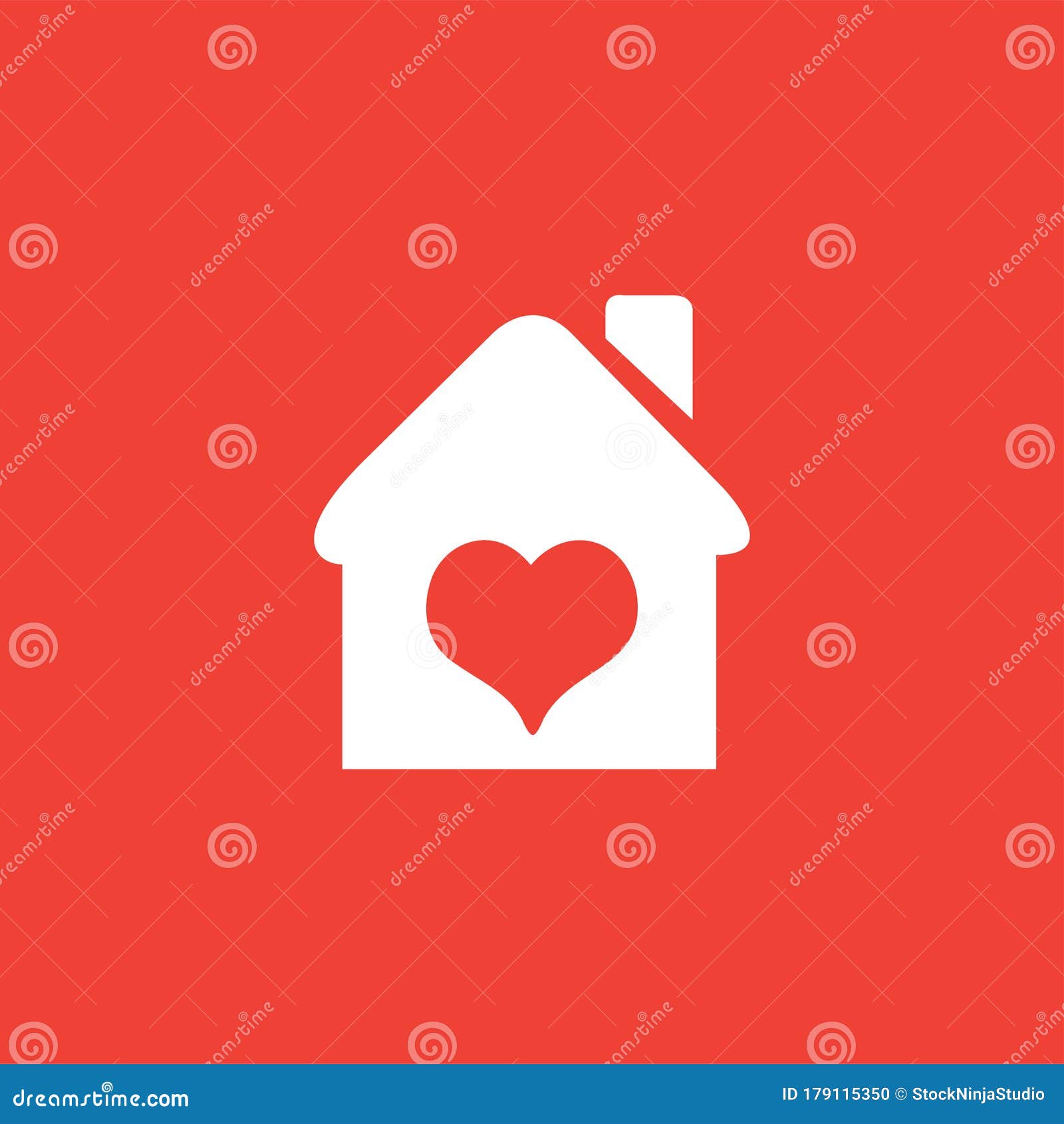 Lovely Home Icon on Red Background. Red Flat Style Vector Illustration ...