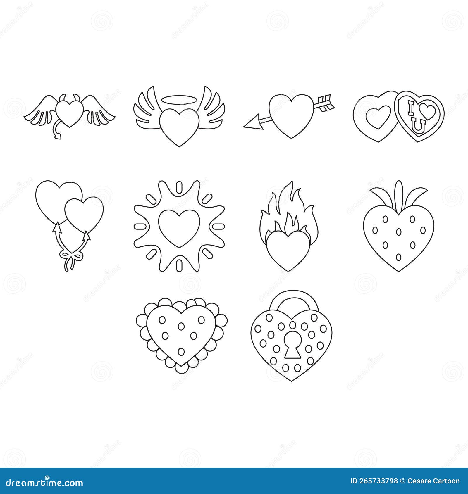 Lovely icon set stock vector. Illustration of simple - 265733798