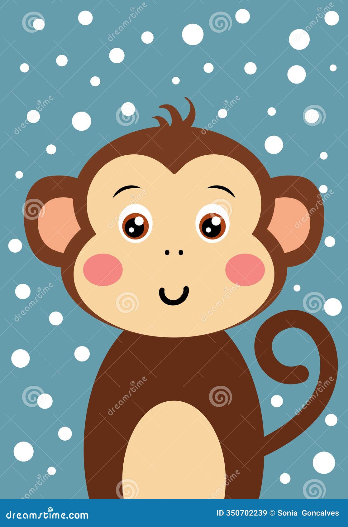 Lovely Illustration with Cute Monkey Stock Illustration - Illustration ...