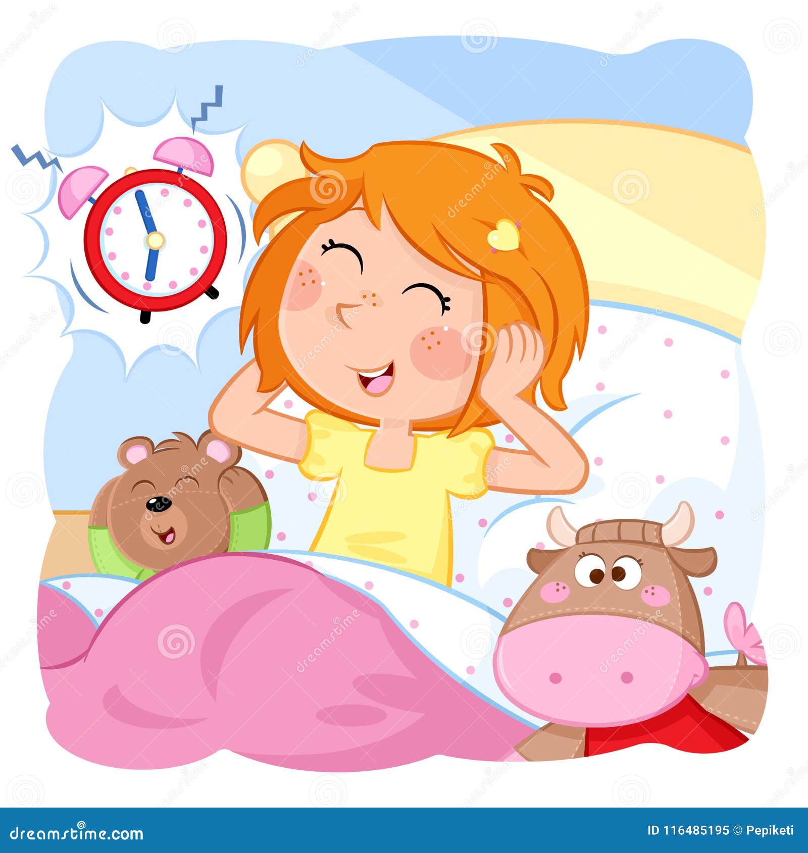 Wake Up Little Girl - daily Routine - Good Morning Stock Illustration ... Wake Up Little Girl - daily Routine - Good Morning Stock Illustration ...
