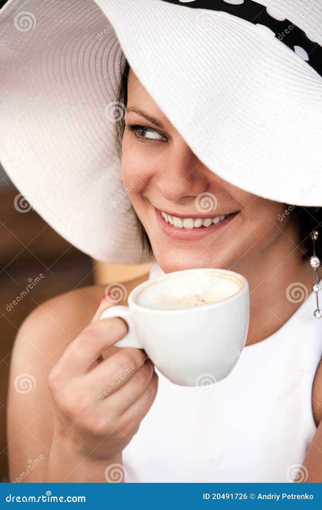 Lovely Lady with Coffee Cup Stock Photo - Image of design, dreaming ...