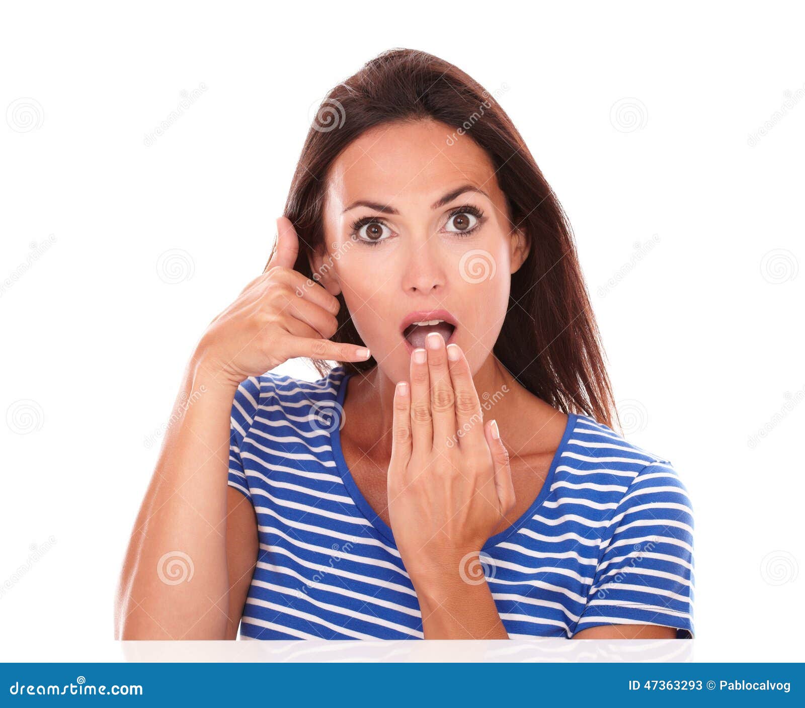 Lovely Lady Looking Surprised with a Call Stock Image - Image of front ...