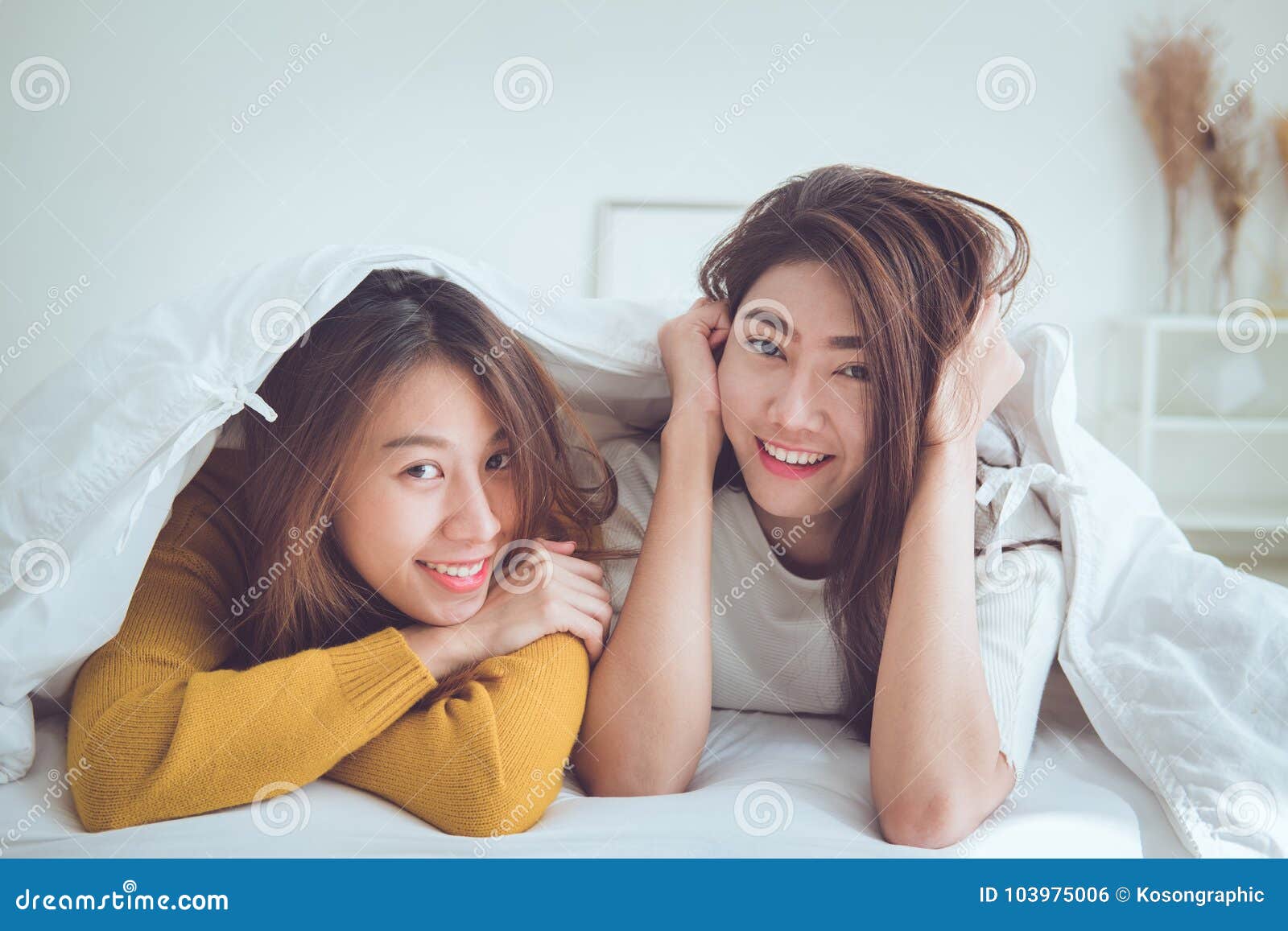 Lovely Lesbian Couple Together Concept Couple Of Young Women Lying