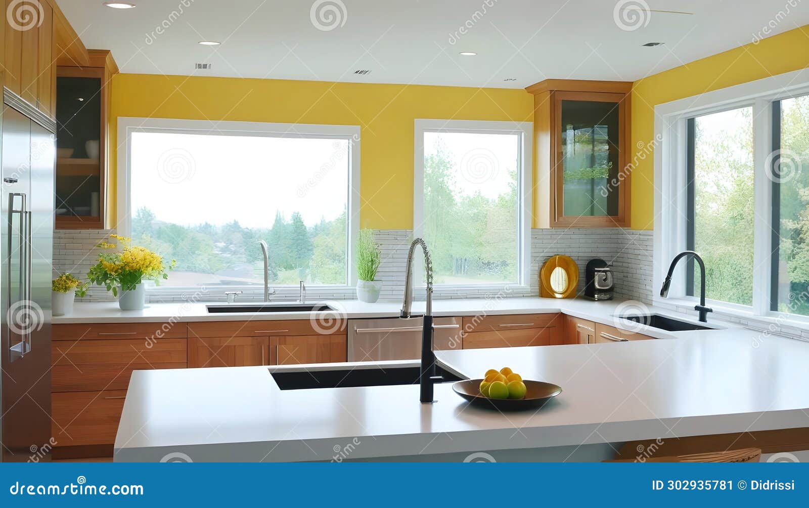 Lovely, Light-filled Kitchen in a Contemporary House with a Window ...