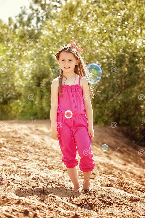 Lovely Little Model Posing on Beach Stock Image - Image of summer ...
