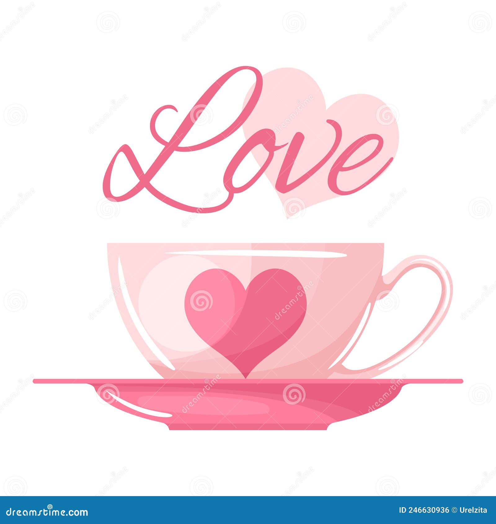 Lovely Love Tea Cup Design with Heart Shape Design Stock Vector ...