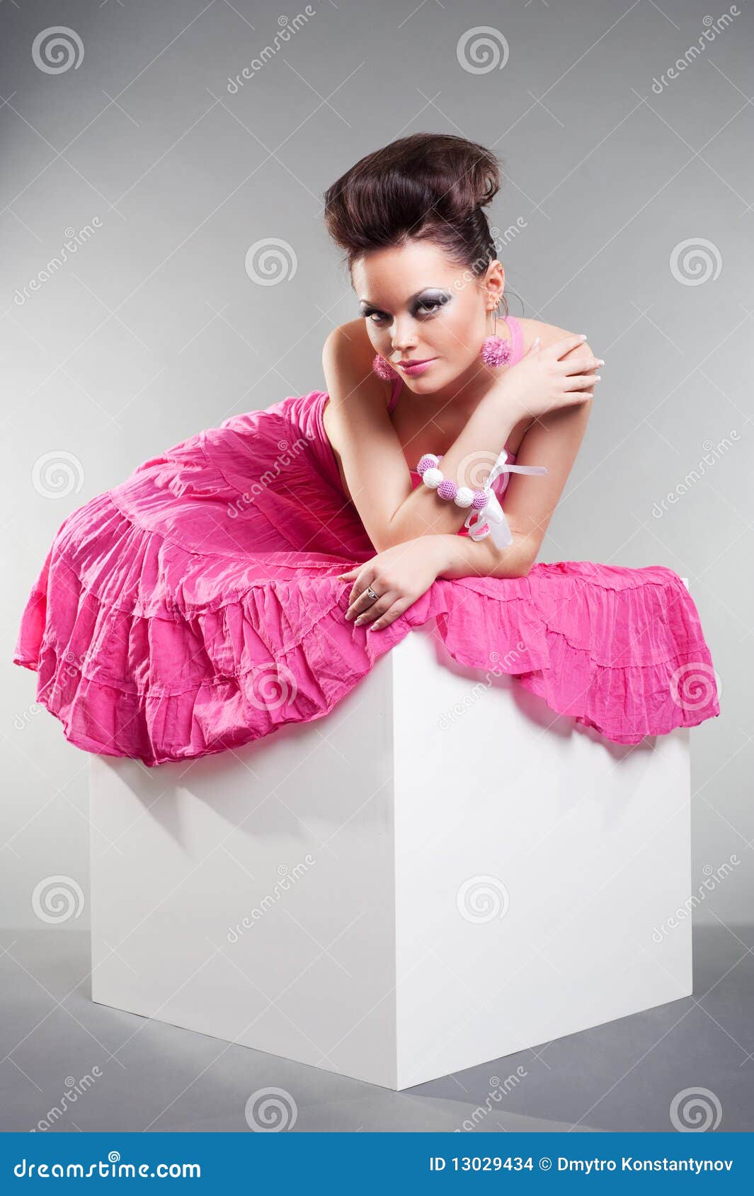 Lovely model in pink dress stock photo. Image of fashionable - 13029434