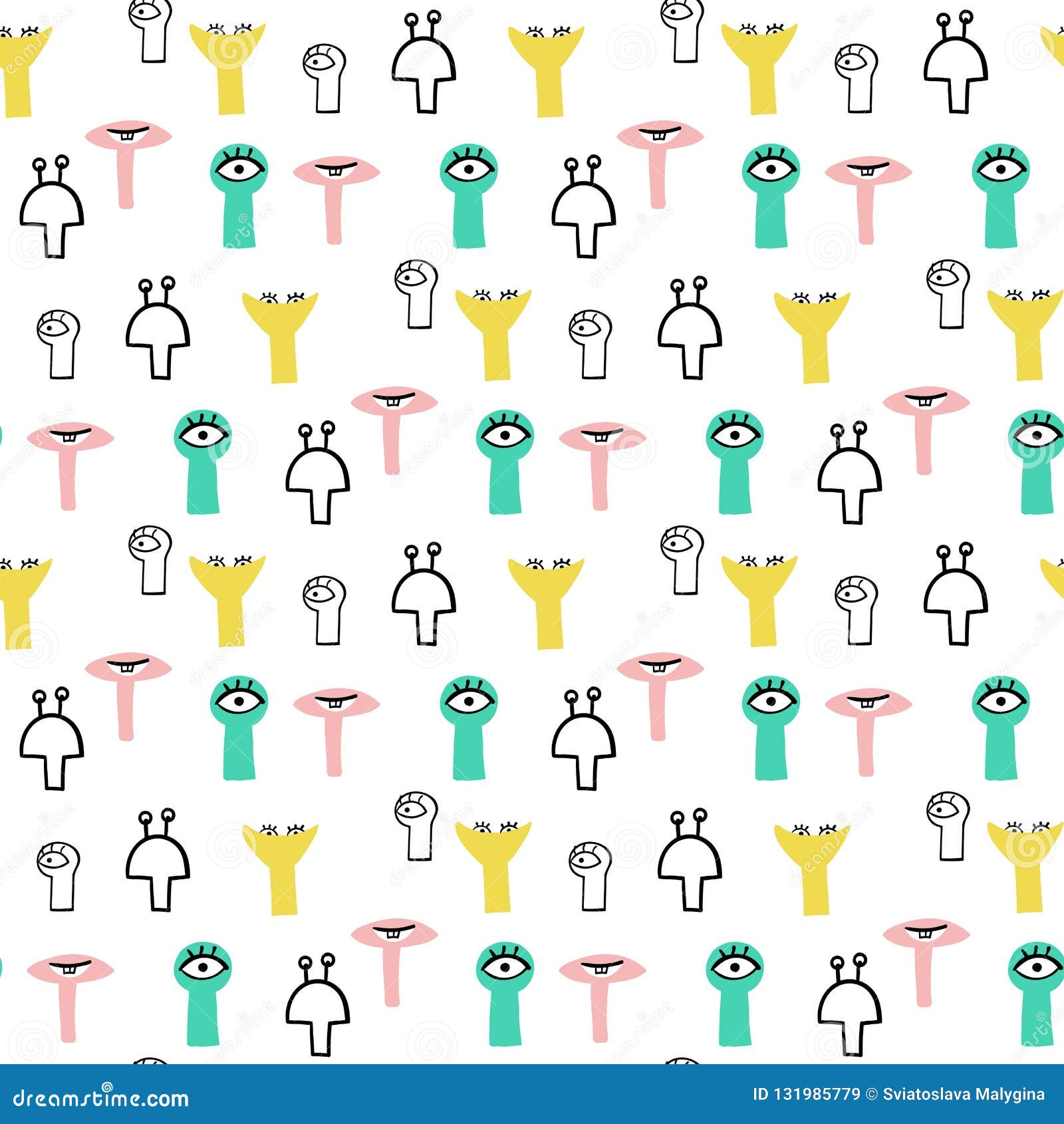 Cute and Funny Aliens Seamless Vector Pattern Stock Vector ...