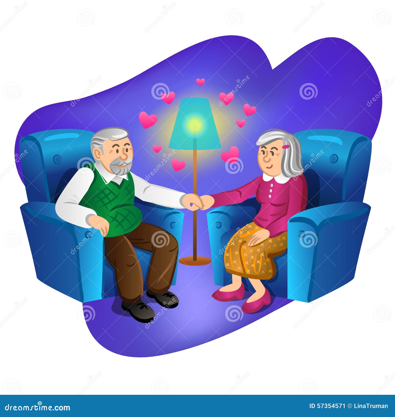 Lovely Old Couple Holding Hands. Vector Illustration. Stock Vector ...