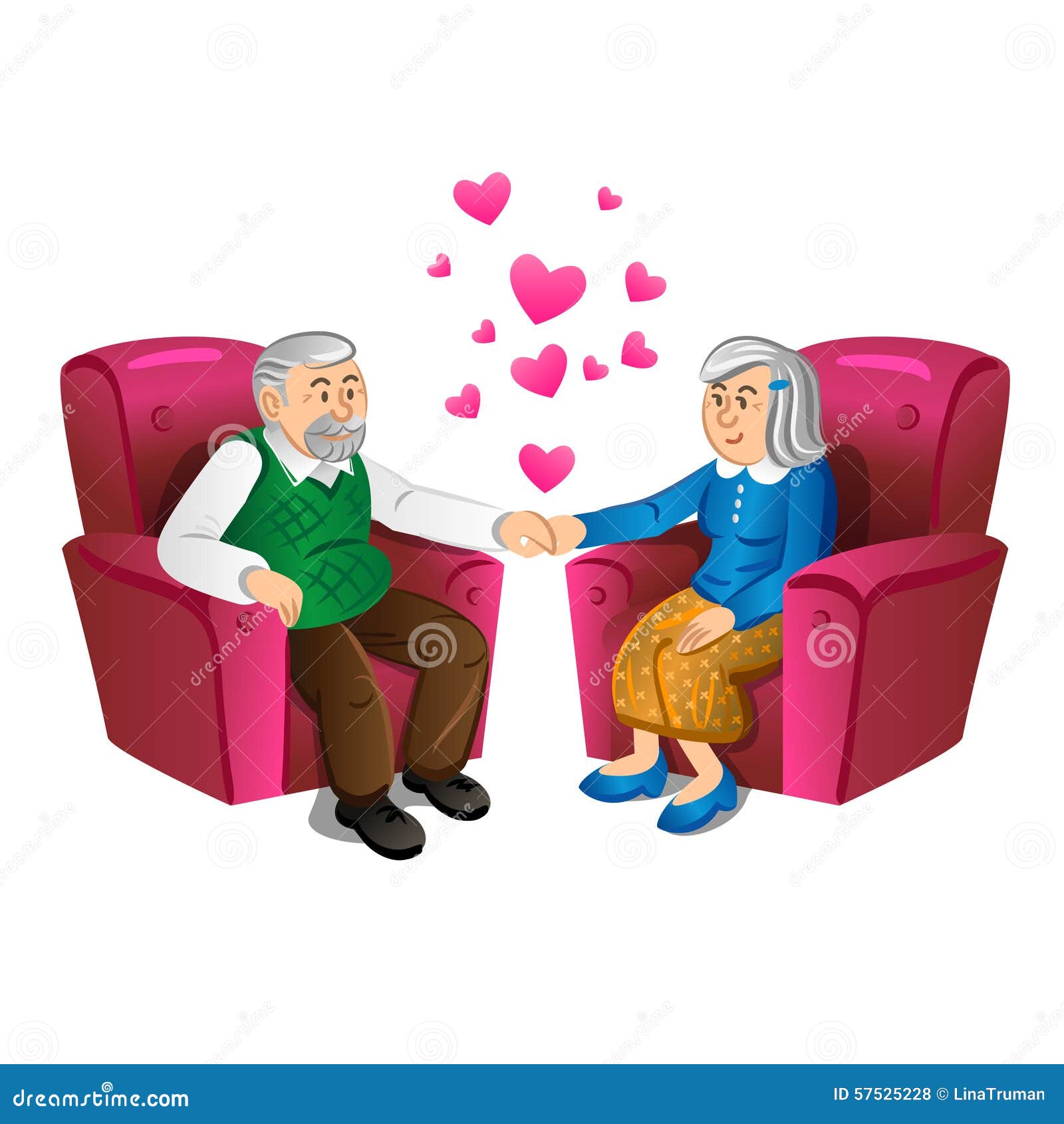 Lovely Old Couple Holding Hands. Vector Illustration. Stock Vector ...