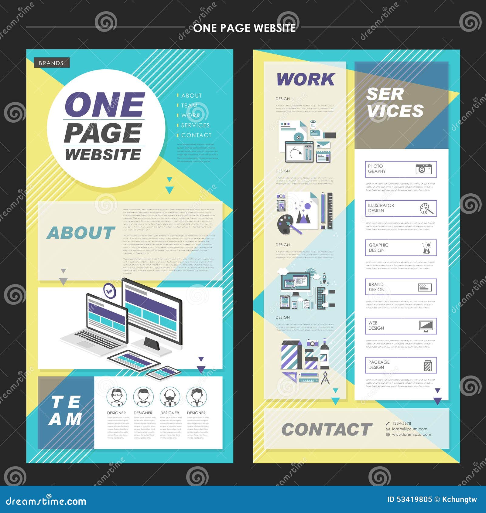 Lovely One Page Website Template Design Stock Vector - Illustration of ...