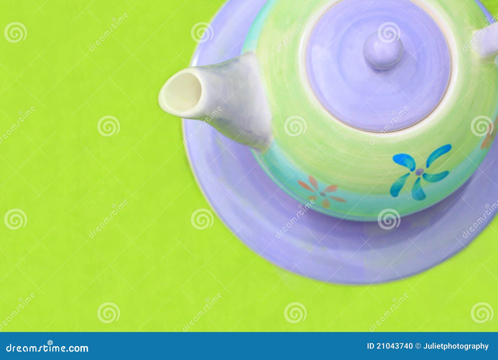 Lovely Pastel Teapot on Green Background Stock Photo - Image of ...