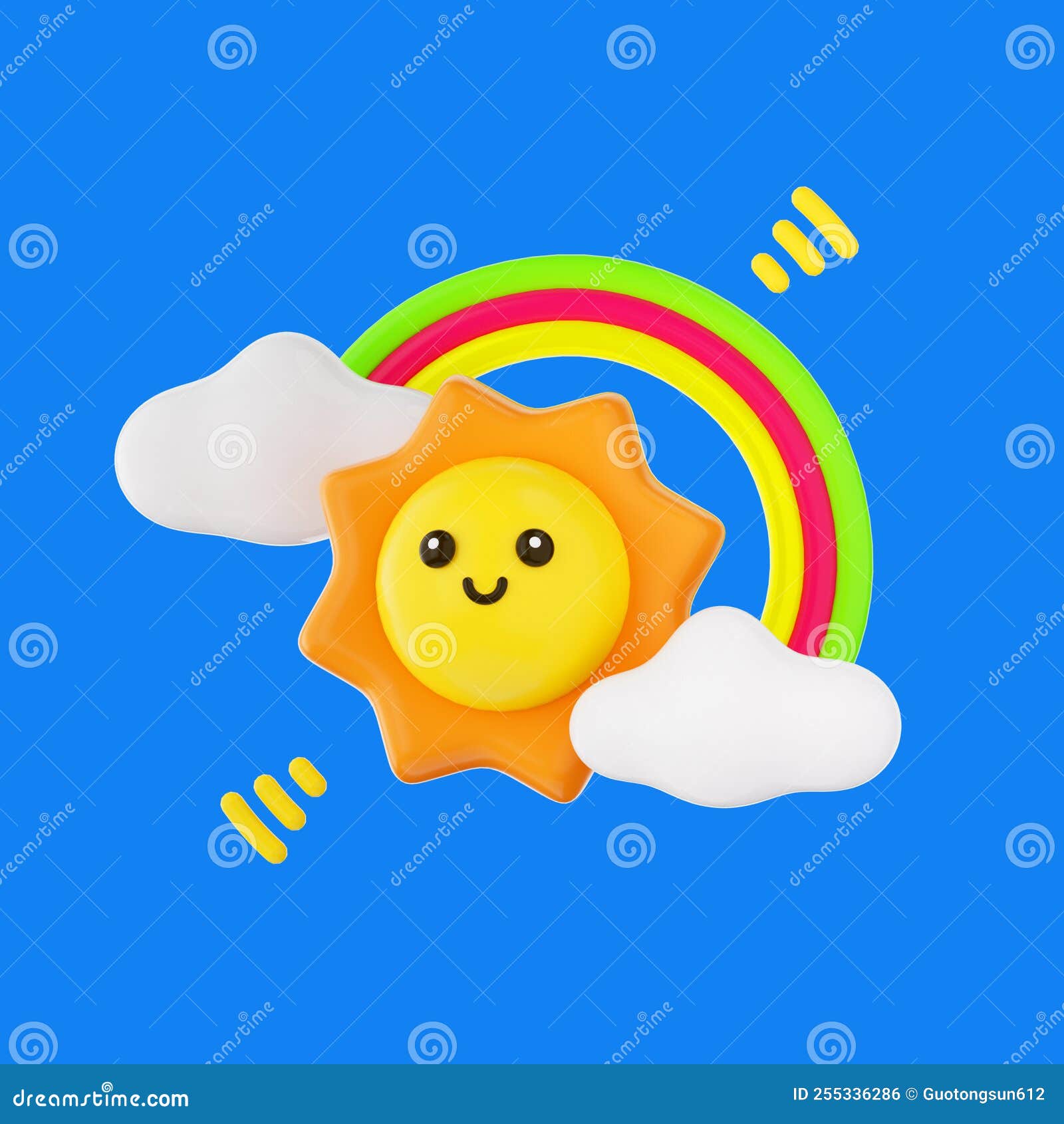 Rainbow Happy Sun 3D Rendering Stock Illustration - Illustration of ...