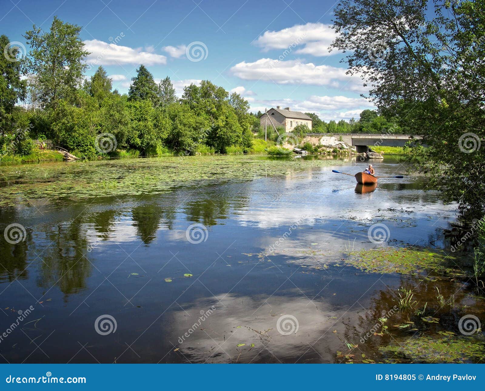 Lovely river and boat stock image. Image of boat, trees - 8194805