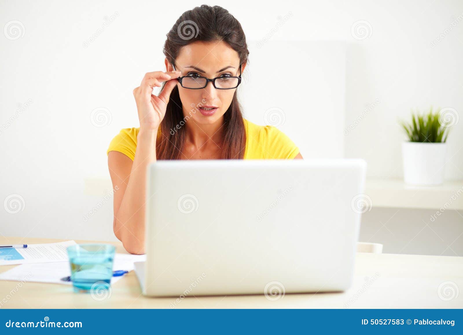 Lovely Secretary Surfing the Web on Computer Stock Image - Image of ...