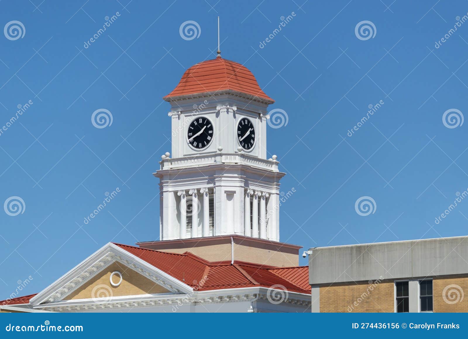 Lovely Small Town Clock Tower with Copy Space Stock Photo - Image of ...