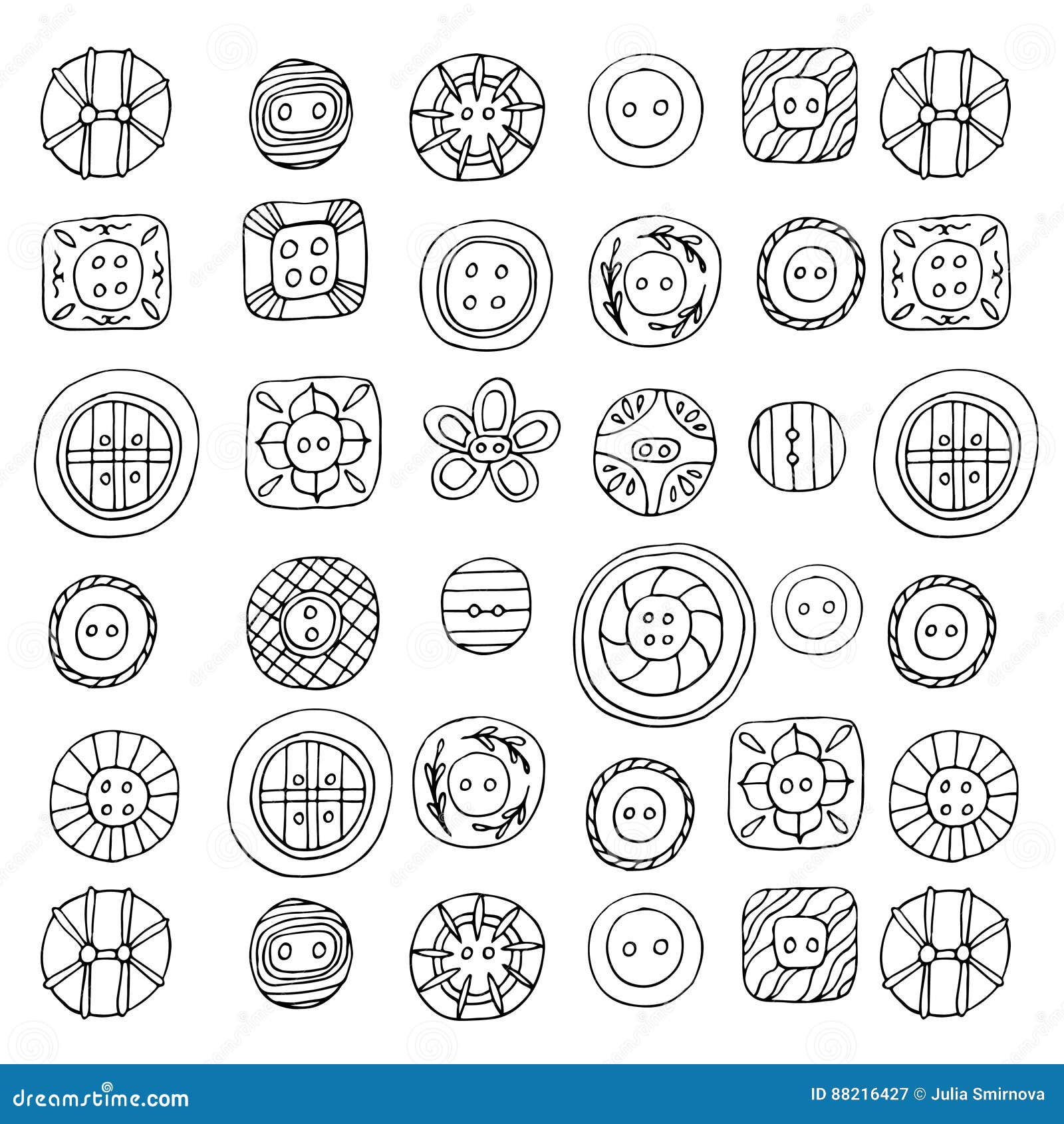 Lovely Spring Buttons Coloring Page Stock Illustration - Illustration ...