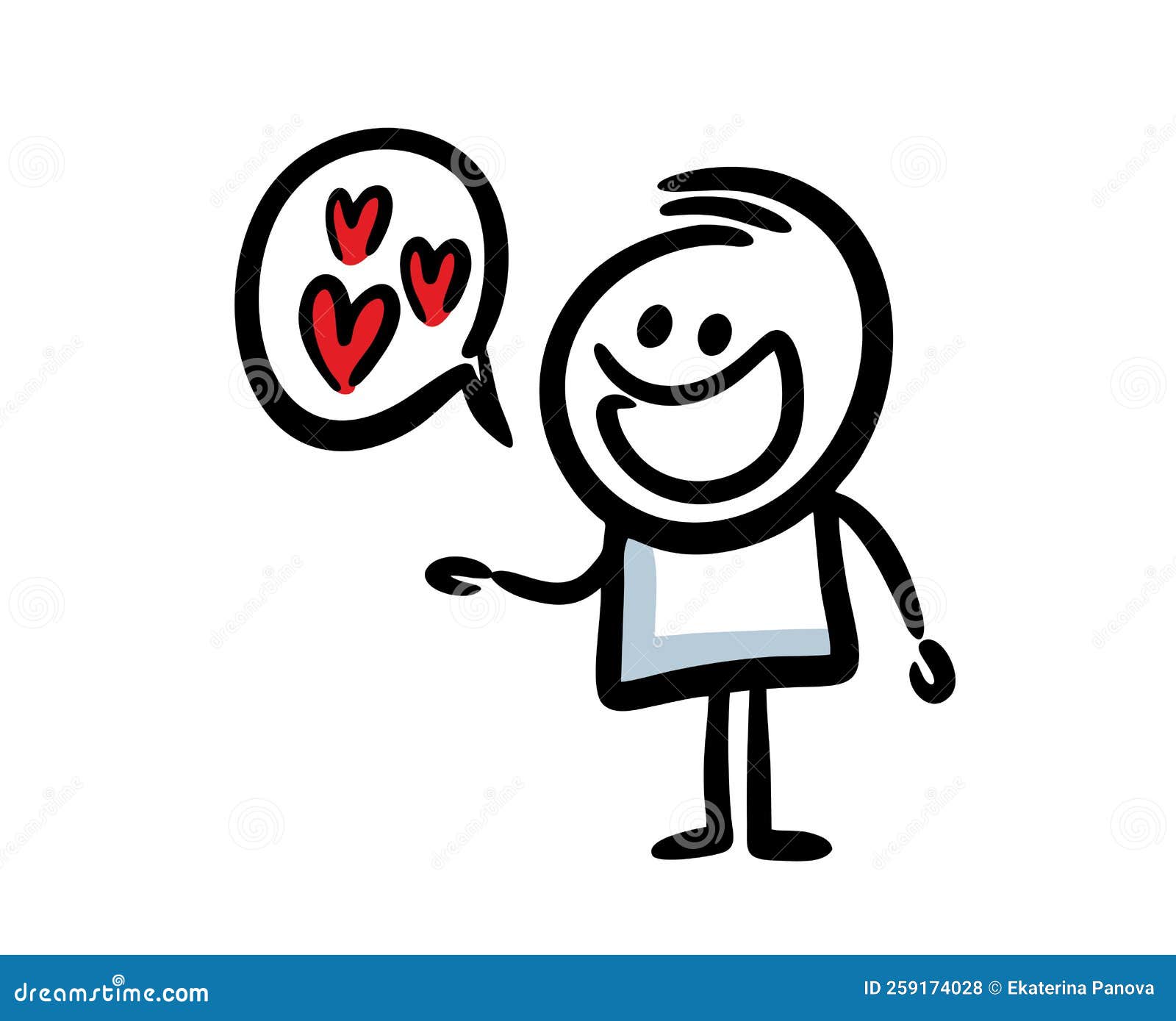 Lovely Stickman with Comics Bubble Talking of Love. Stock Vector ...